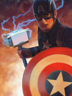 240x320 Captain America Mjolnir Art Nokia 230, Nokia 215, Samsung ...