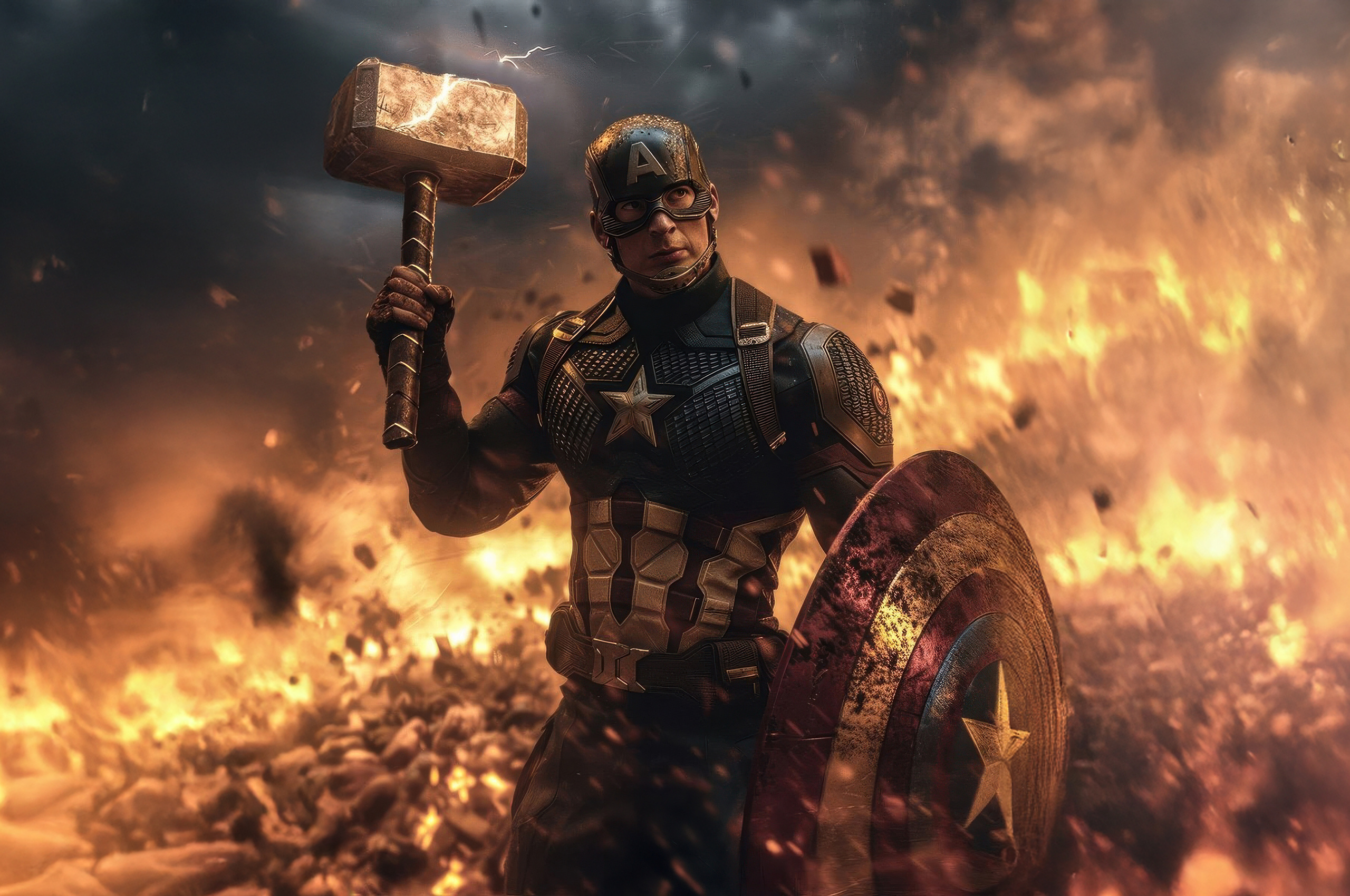 2560x1700 Captain America With Mjolnir And Shield Chromebook Pixel ,HD ...