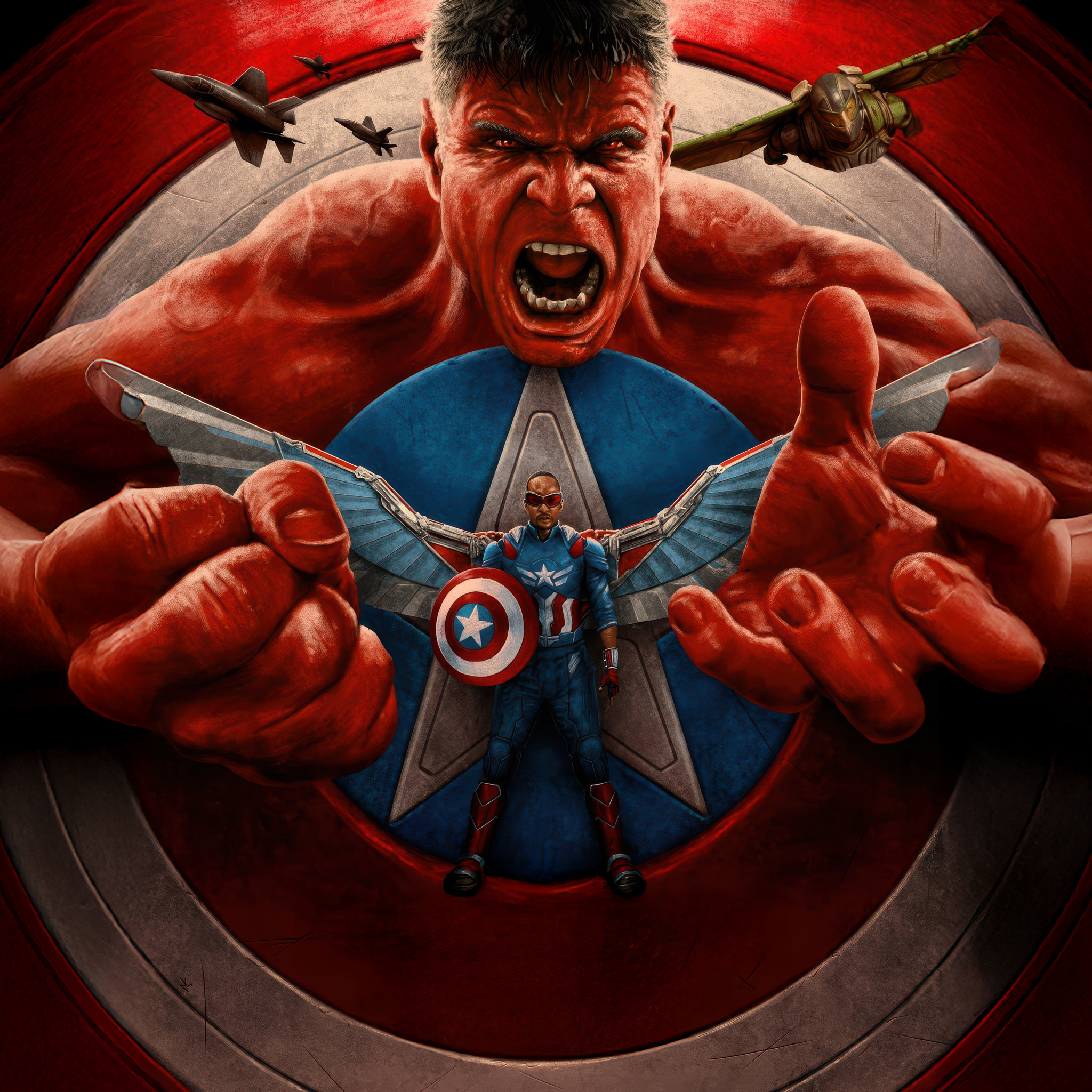 2048x2048 Captain America X Hulk Guardians Of Justice Ipad Air ,HD 4k ...
