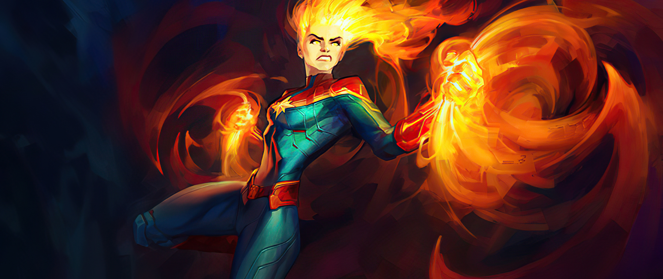 2560x1080 Captain Marvel Fire 4k 2020 Wallpaper,2560x1080 Resolution HD ...