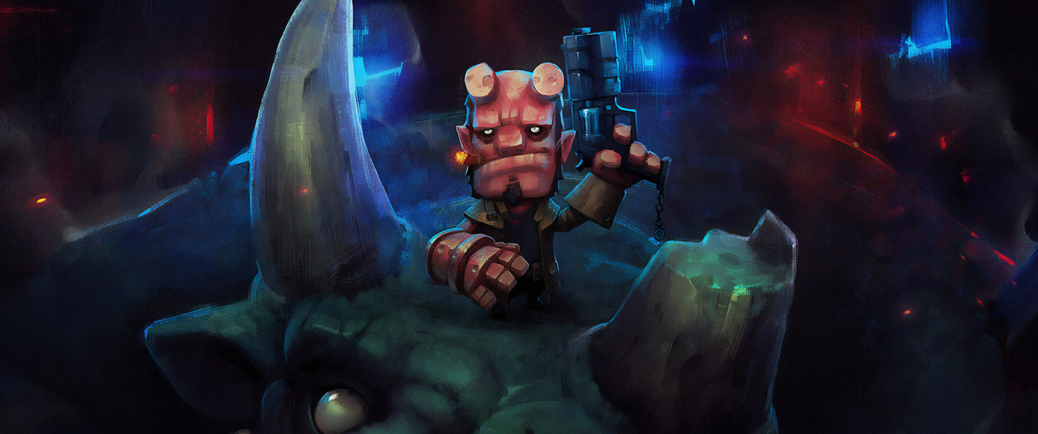 3440x1440 Chibi Hellboy Art UltraWide Quad HD 1440P ,HD 4k Wallpapers ...