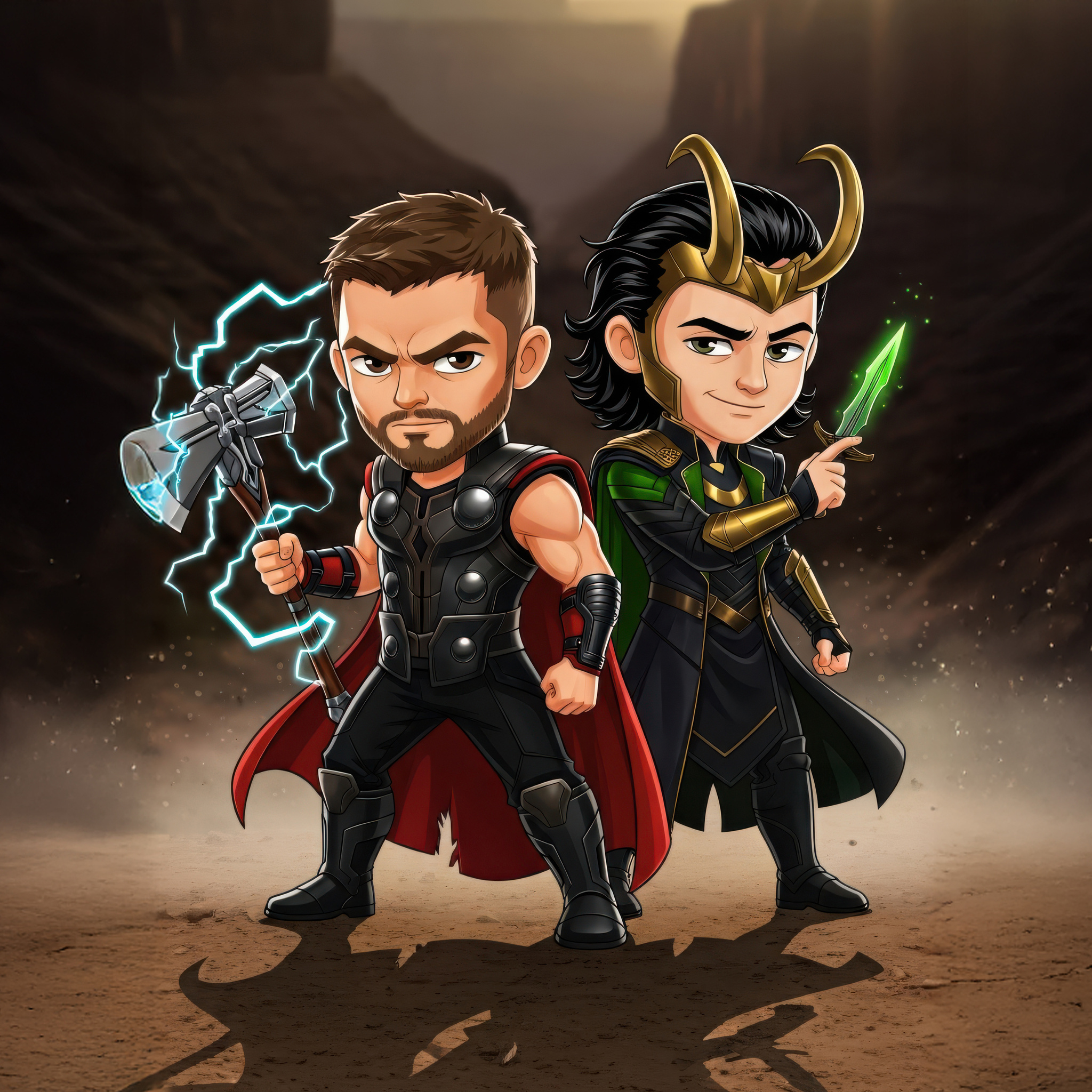 2048x2048 Chibi Thor X Loki Ipad Air ,HD 4k Wallpapers,Images,Backgrounds,Photos and Pictures