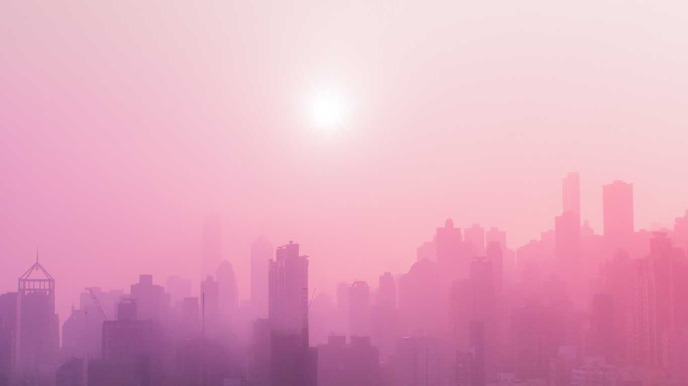 1366x768 City Sunrise Pink Fog 5k Laptop HD ,HD 4k Wallpapers,Images ...