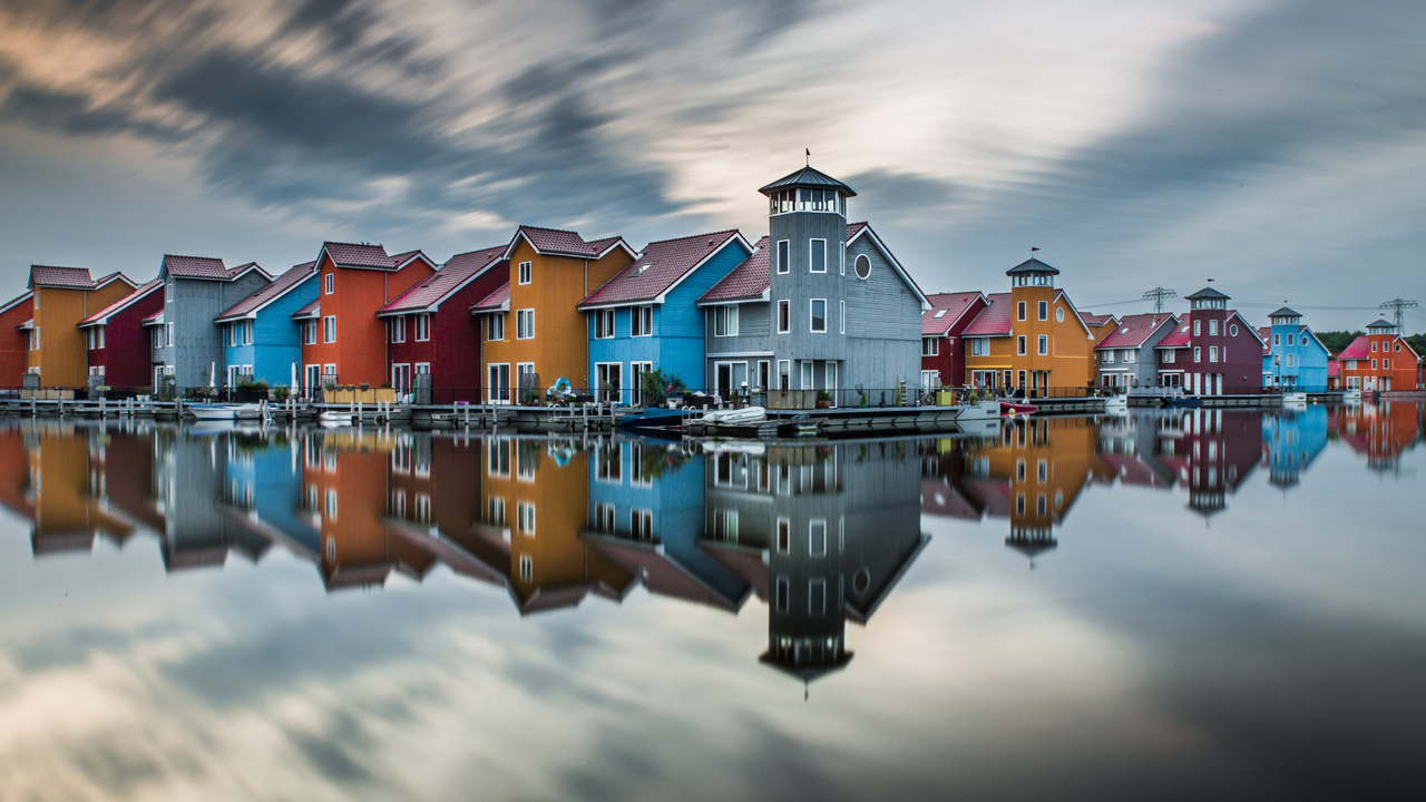1280x720 Colorful Hut Houses Reflection 5k 720P ,HD 4k Wallpapers ...