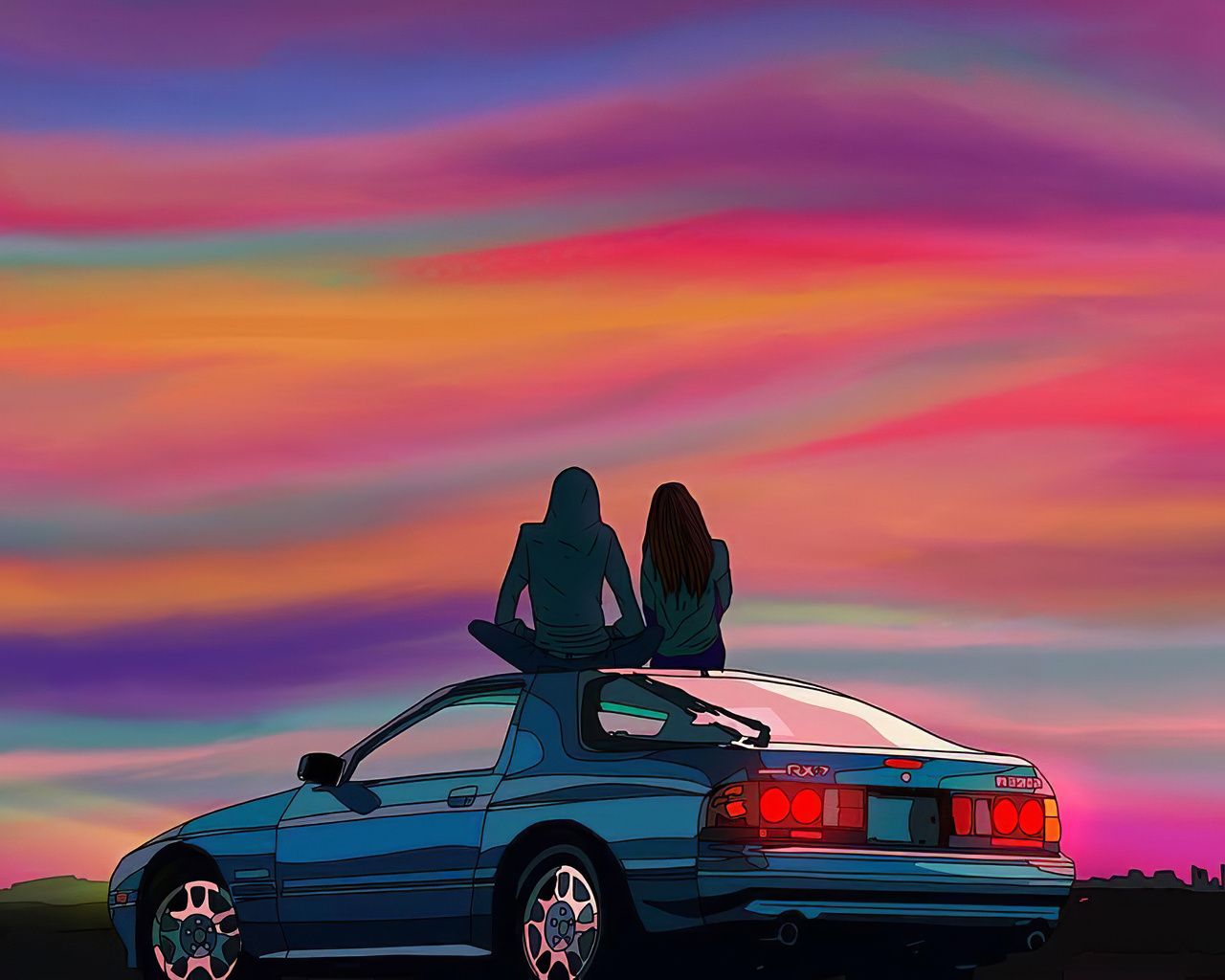 1280x1024 Couple Sitting On Car Evening Talks 4k Wallpaper,1280x1024 ...
