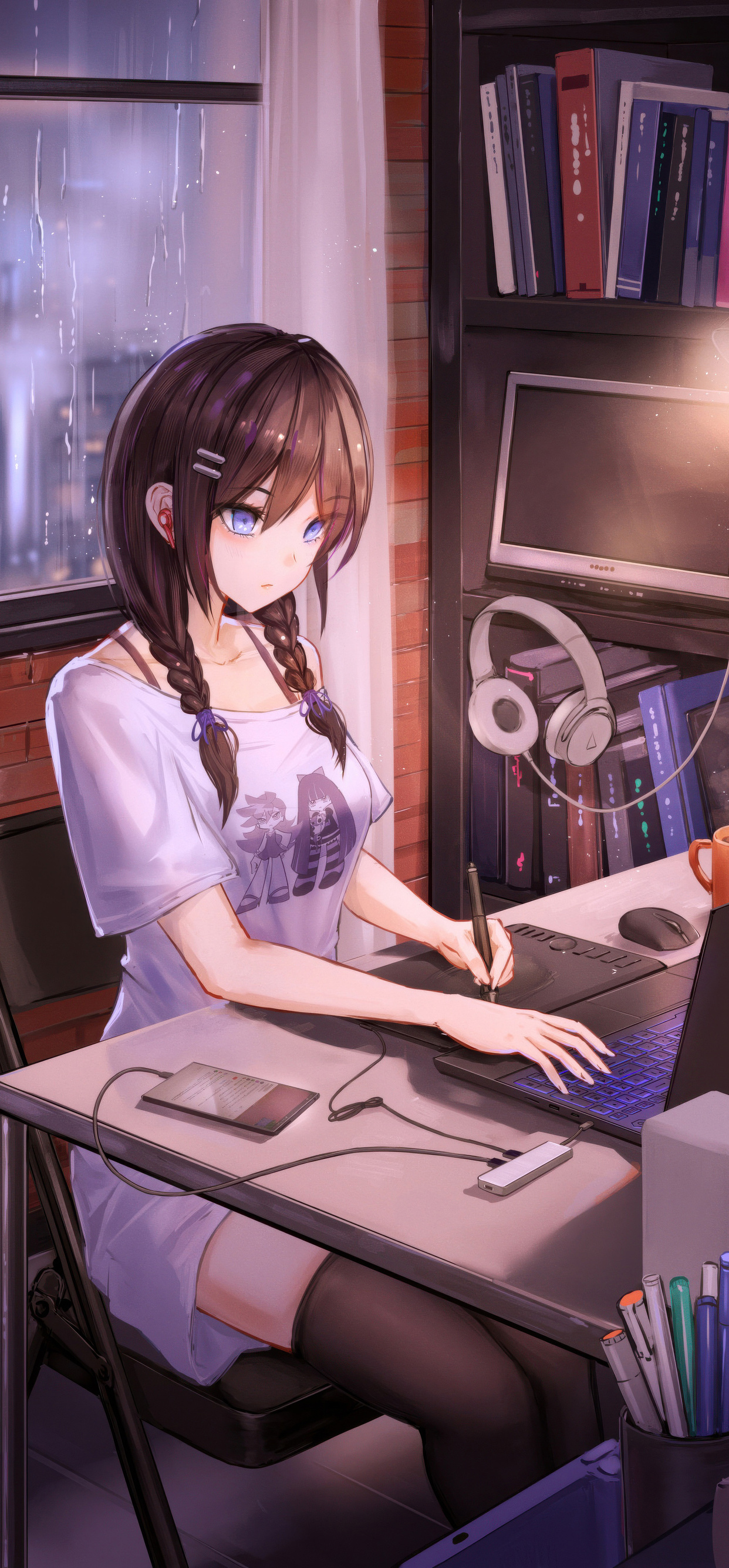 1242x2668 Cozy Anime Girl Gaming Setup Iphone XS MAX ,HD 4k Wallpapers ...