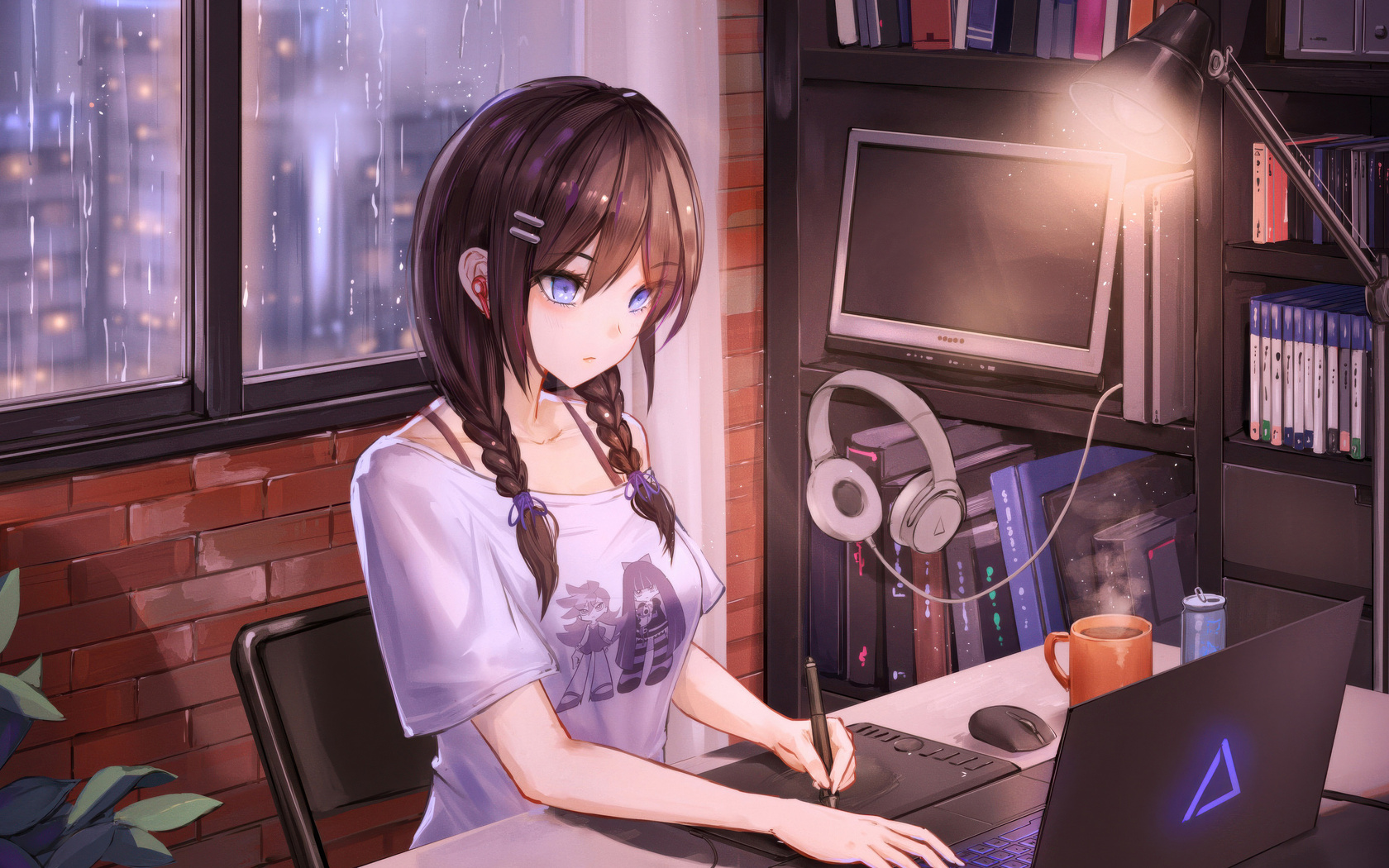1680x1050 Cozy Anime Girl Gaming Setup Wallpaper,1680x1050 Resolution ...