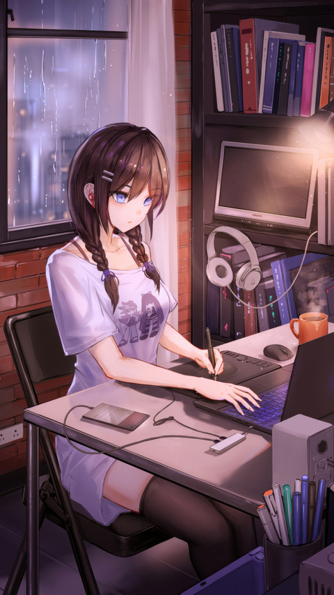 480x854 Cozy Anime Girl Gaming Setup Android One ,HD 4k Wallpapers ...