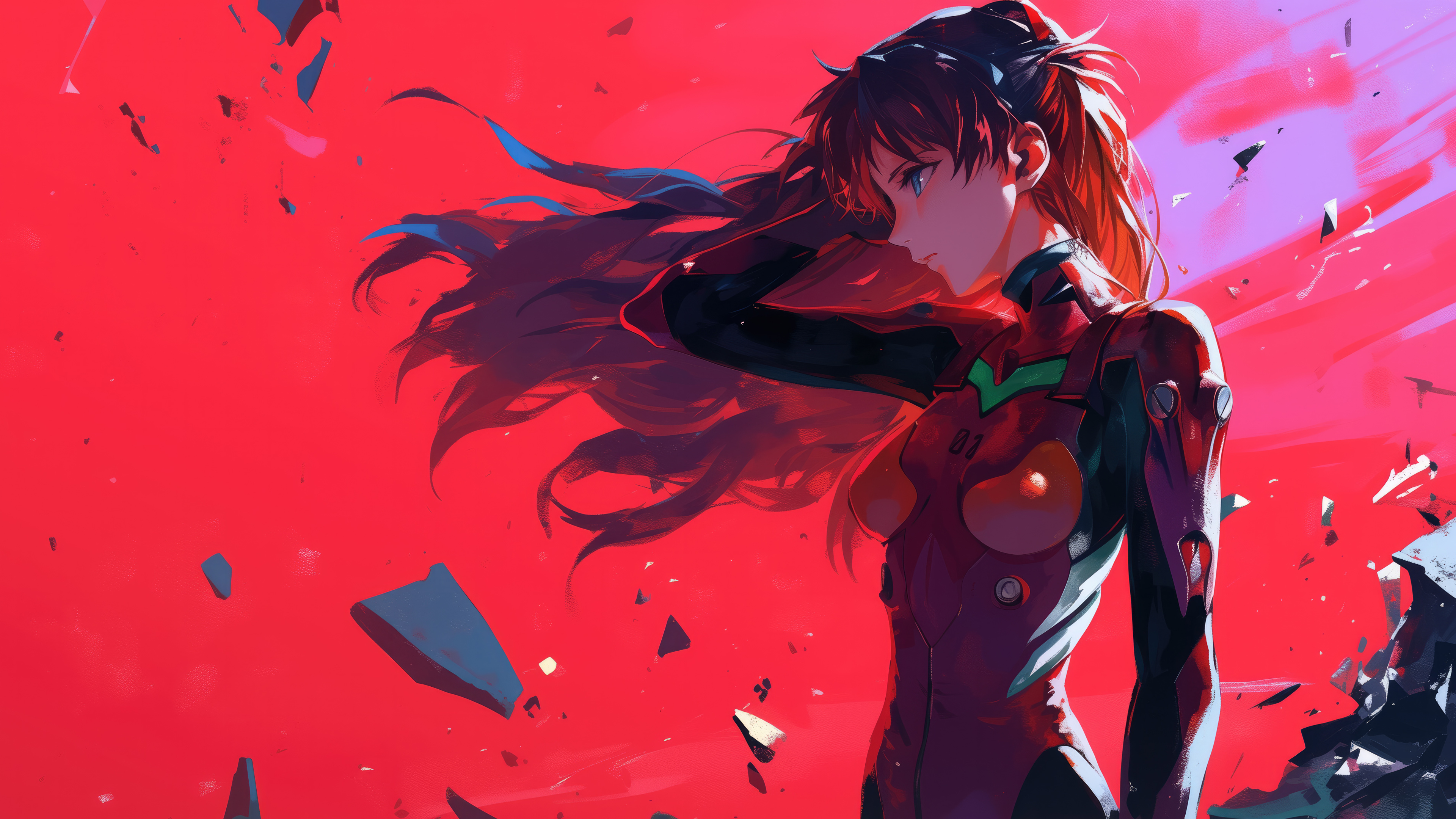 3840x2160 Crimson Warrior Asuka Langley Soryu In Neon Genesis ...