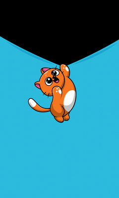 240x400 Cute Cat Hanging Illustration 5k Acer E100,Huawei,Galaxy S Duos ...