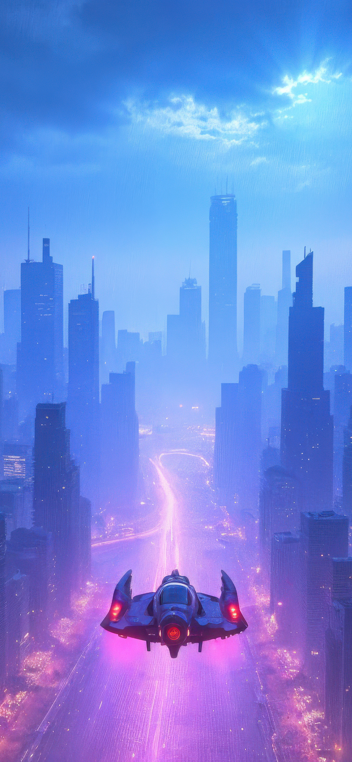 1125x2436 Cyber Jet Floating Over The City Iphone XS,Iphone 10,Iphone X ...