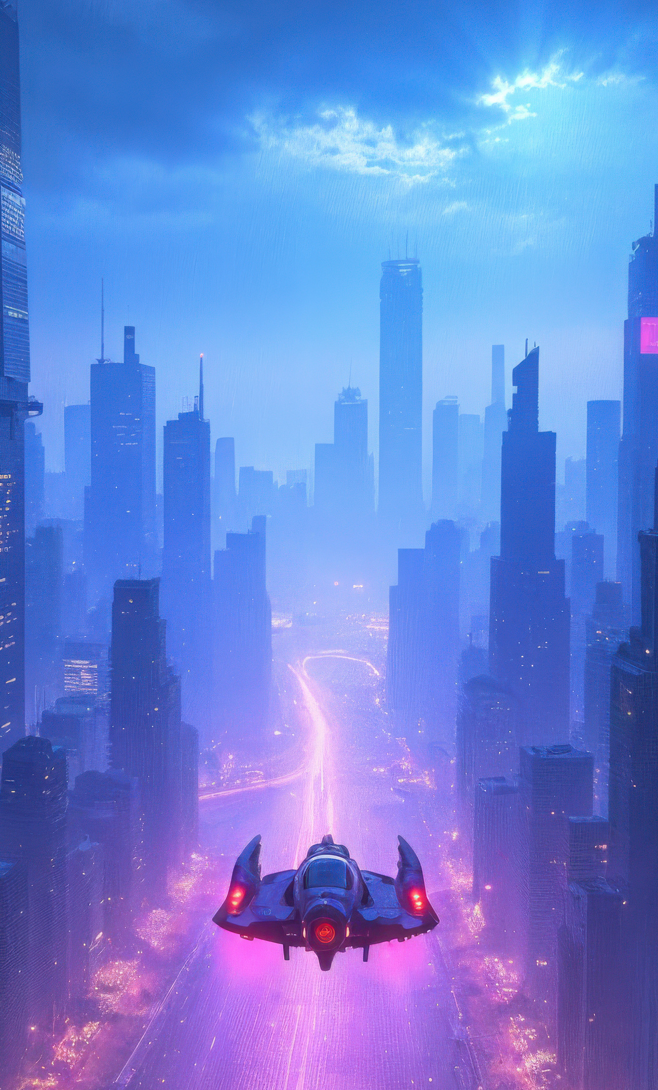 1280x2120 Cyber Jet Floating Over The City iPhone 6+ ,HD 4k Wallpapers ...