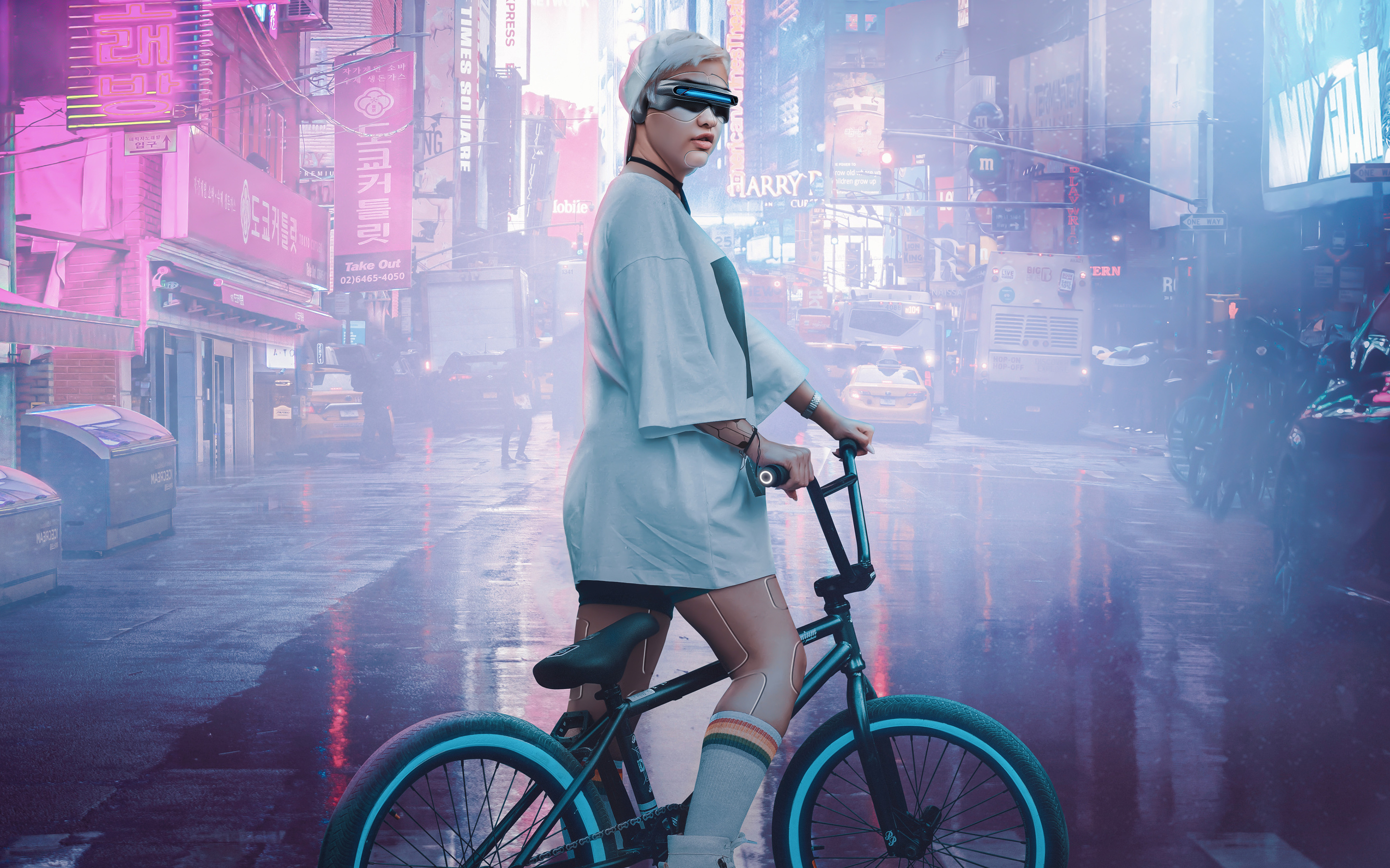 2880x1800 Cybernetic Girl On Bike Macbook Pro Retina ,HD 4k Wallpapers ...