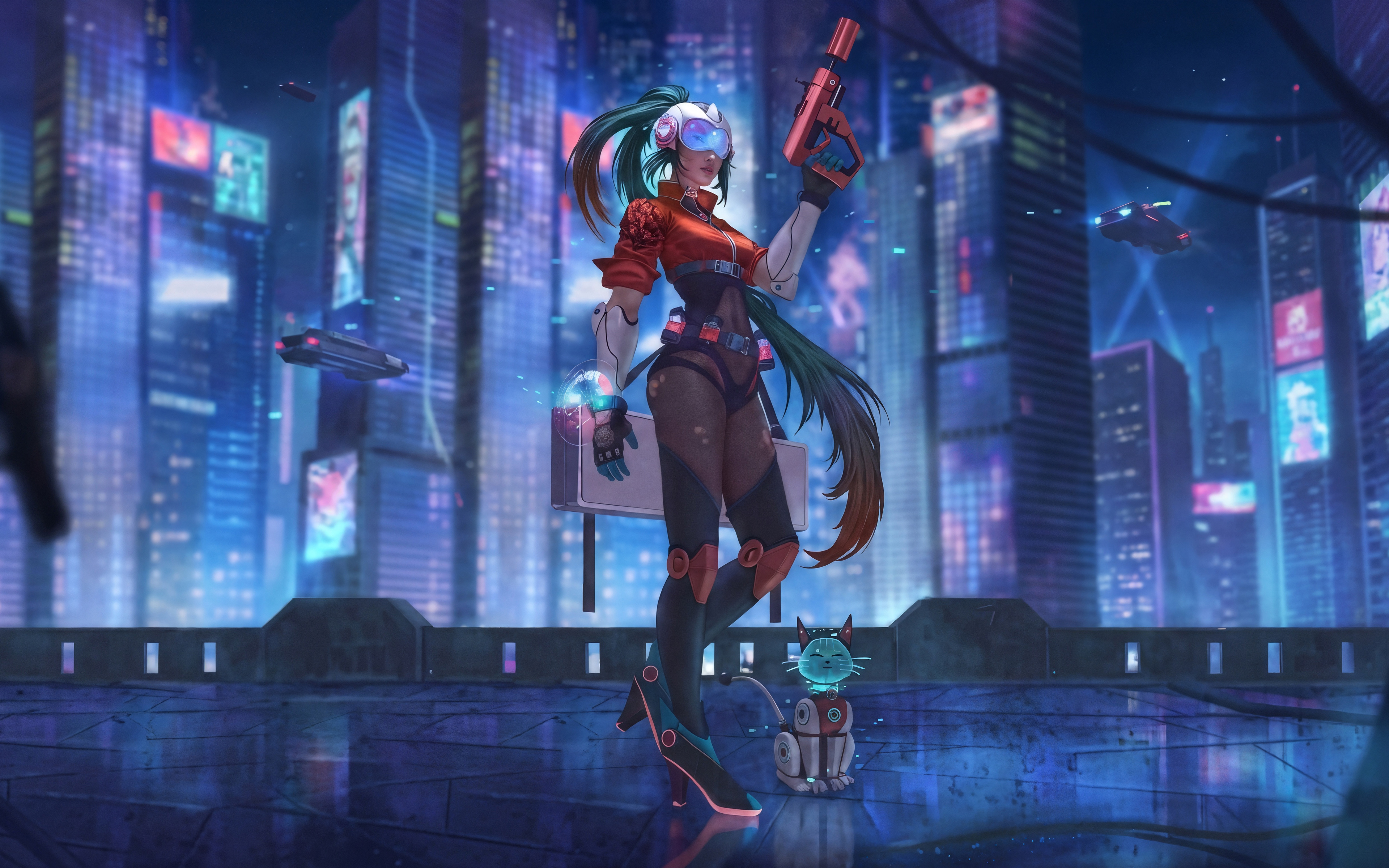 3840x2400 Cyberpunk Female Warrior In City 4K ,HD 4k Wallpapers,Images ...