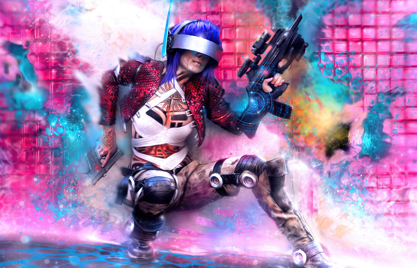 1400x900 Cyberpunk Girl Guns Up 4k Wallpaper,1400x900 Resolution HD 4k ...