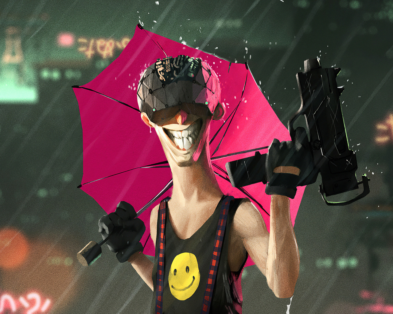 1280x1024 Cyberpunk Man Smile Gun Wallpaper,1280x1024 Resolution HD 4k ...