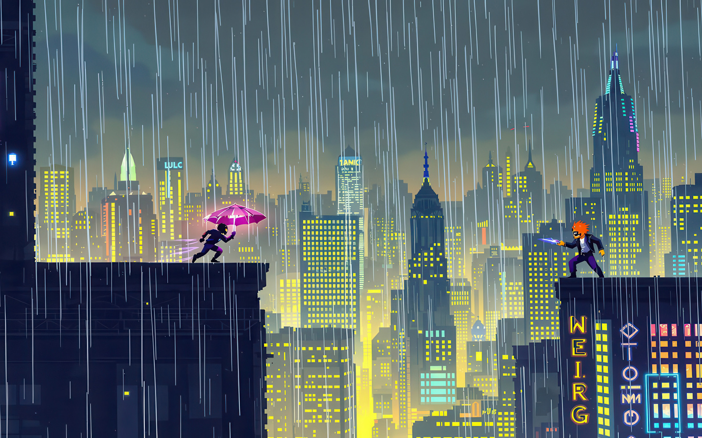 1440x900 Cyberpunk Rooftop Chase In The Rain Wallpaper,1440x900 ...