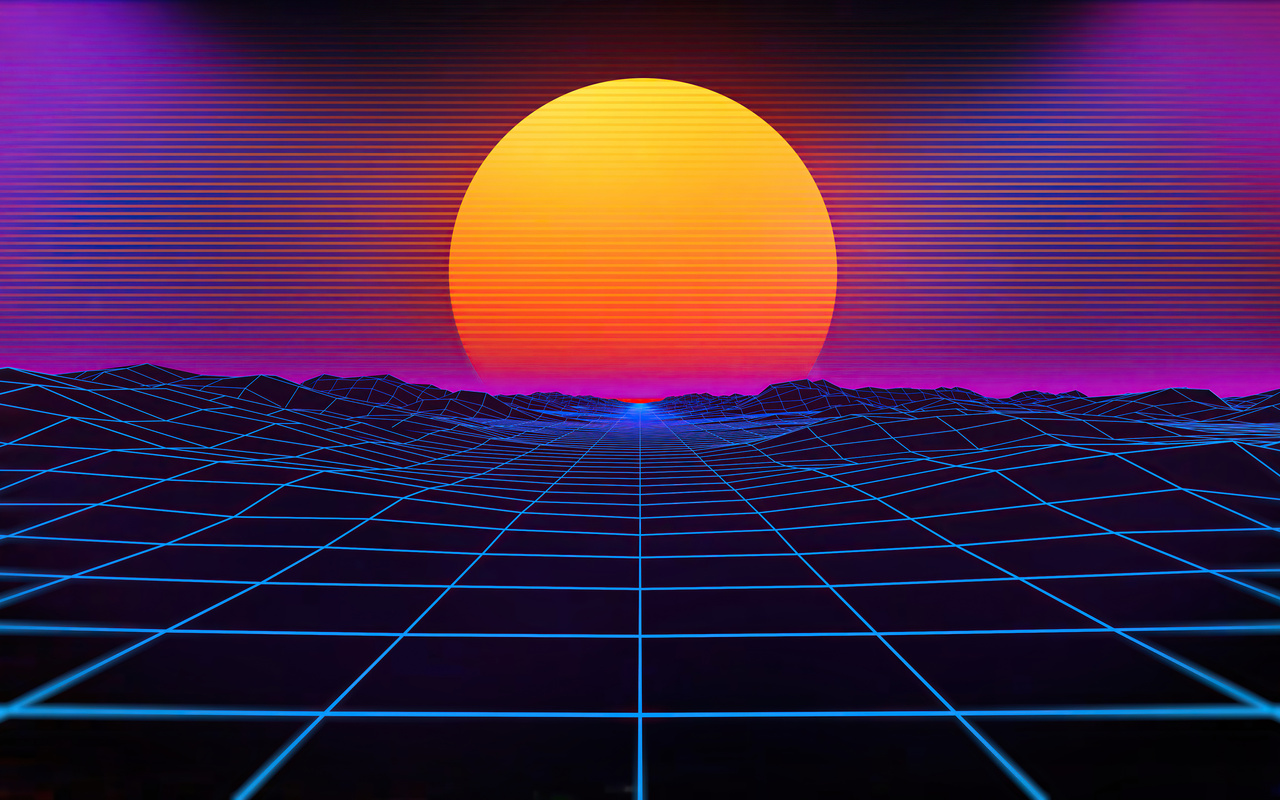 1280x800 Cyberpunk Sunset Grid Mountains 4k 720P ,HD 4k Wallpapers ...