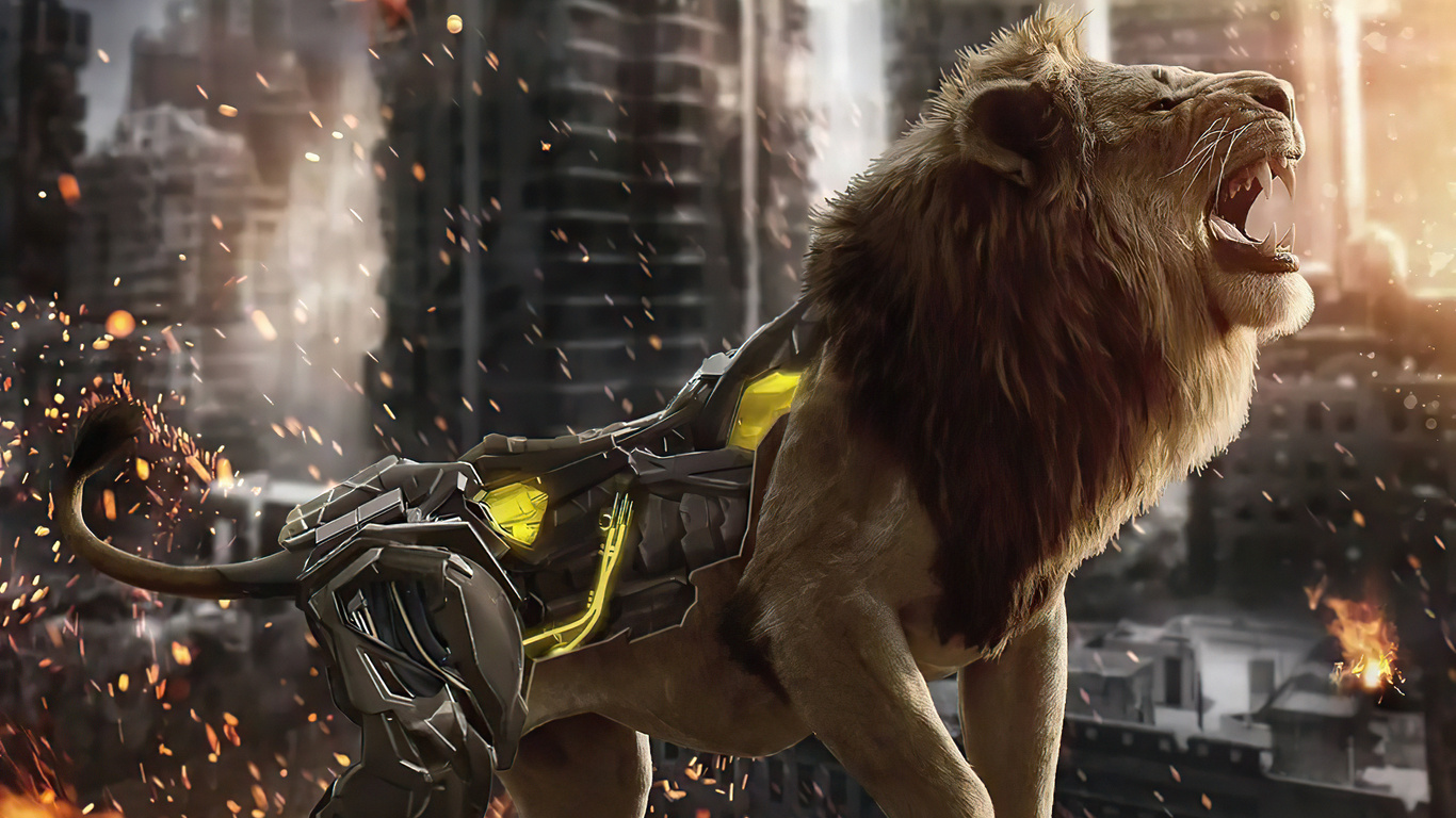 1366x768 Cyborg Lion 4k Laptop HD ,HD 4k Wallpapers,Images,Backgrounds ...