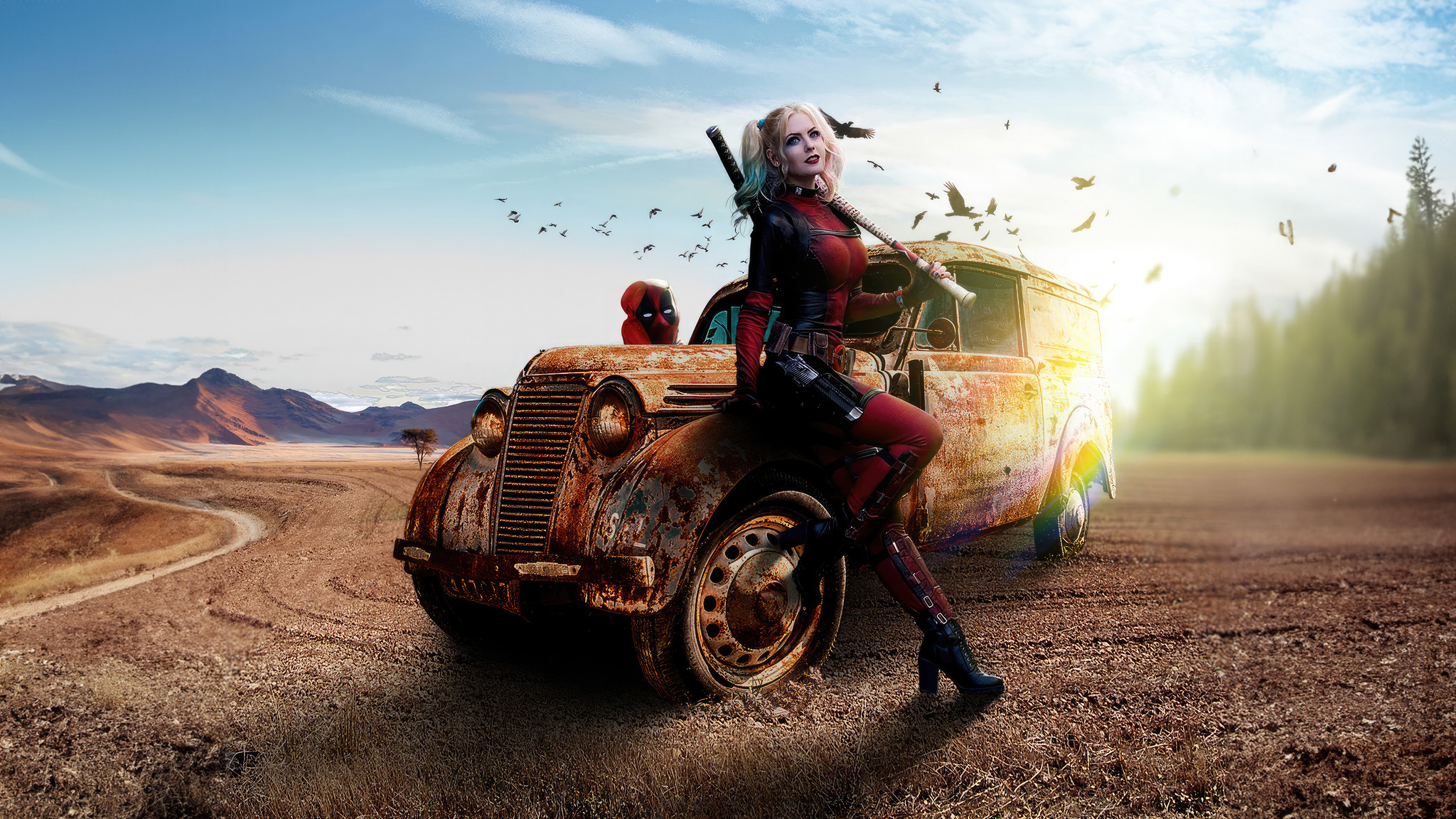 2048x1152 Deadpool Female Sidekick Hits The Road Wallpaper,2048x1152 ...