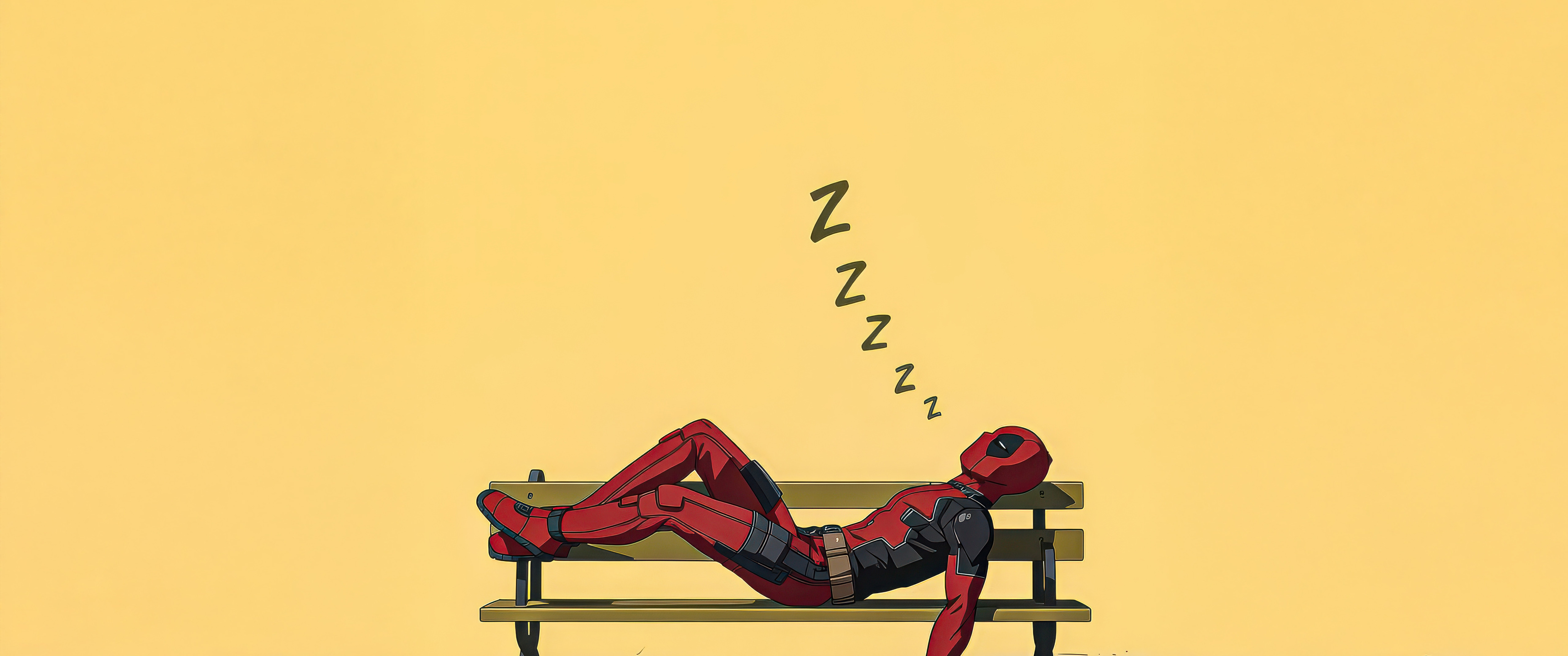 3440x1440 Deadpool Sleeping On Road Side Waiting Chair UltraWide Quad ...