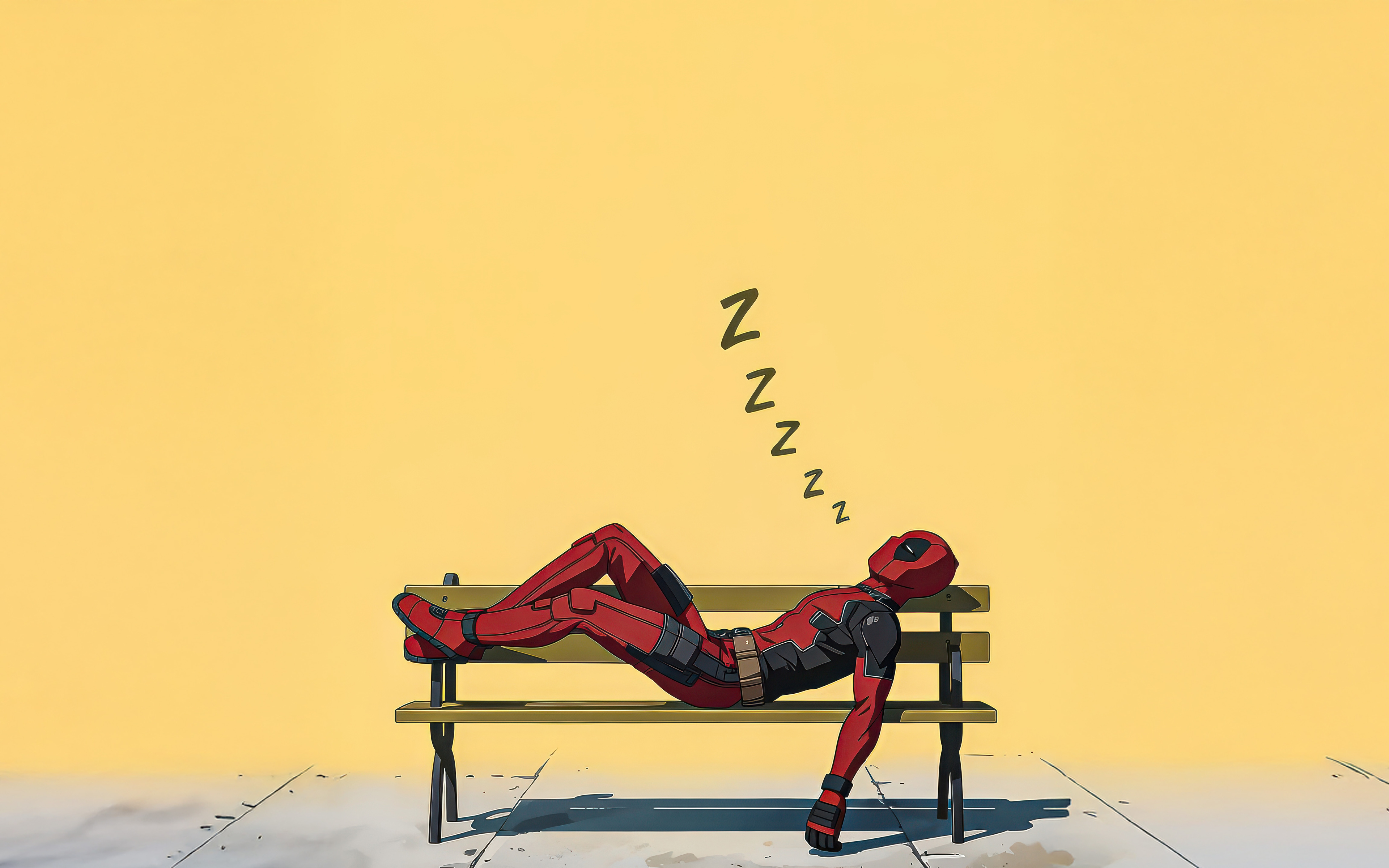 3840x2400 Deadpool Sleeping On Road Side Waiting Chair 4K ,HD 4k ...