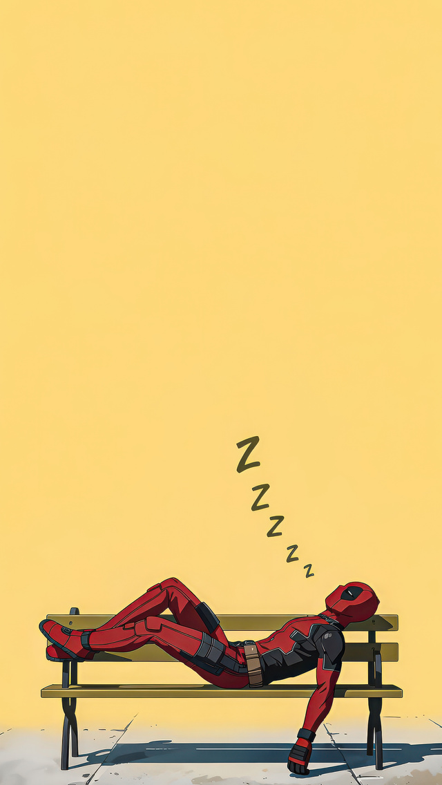 640x1136 Deadpool Sleeping On Road Side Waiting Chair iPhone 5,5c,5S,SE ...