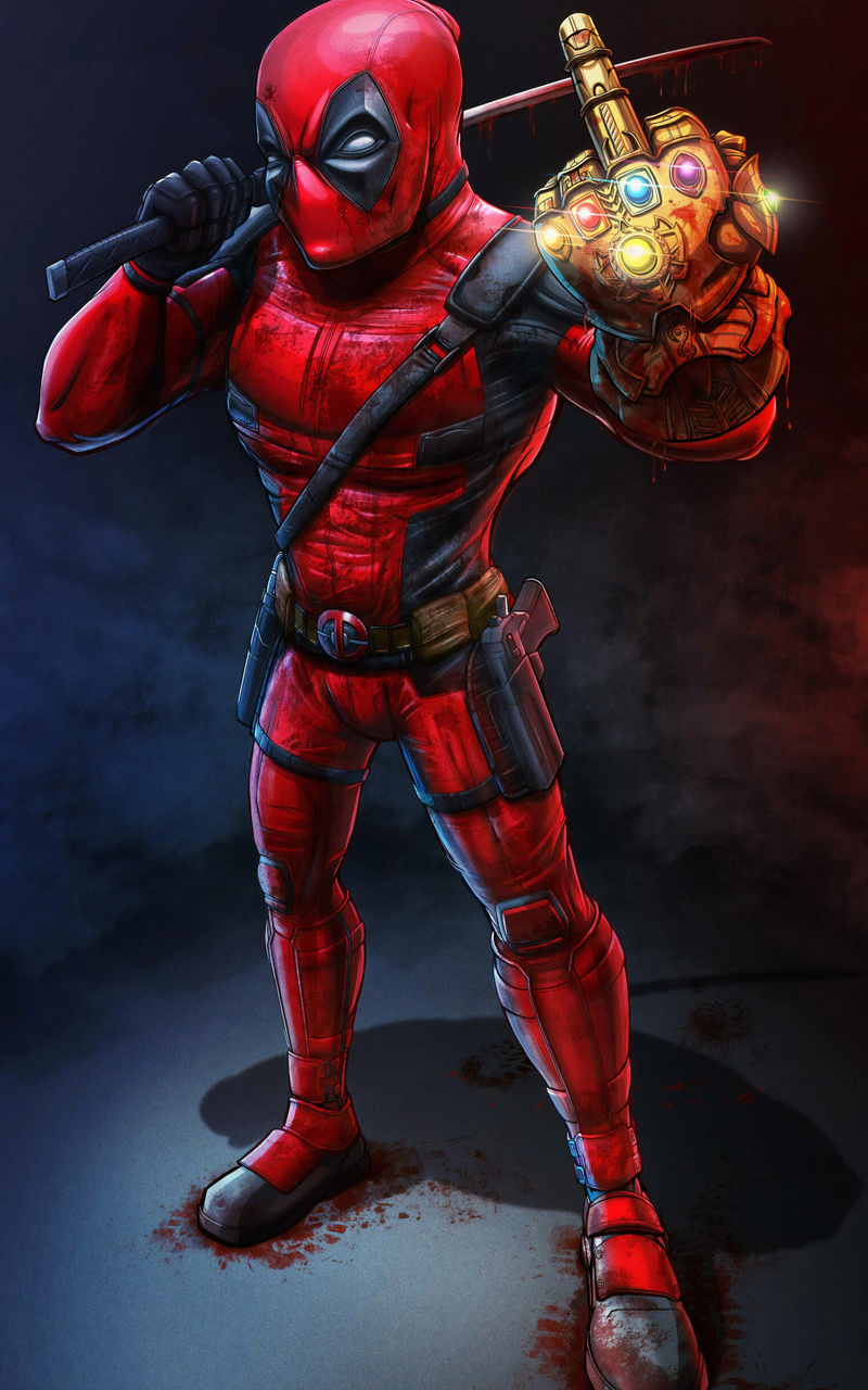 800x1280 Deadpool With Thanos Infinity Gauntlet Nexus 7,Samsung Galaxy ...