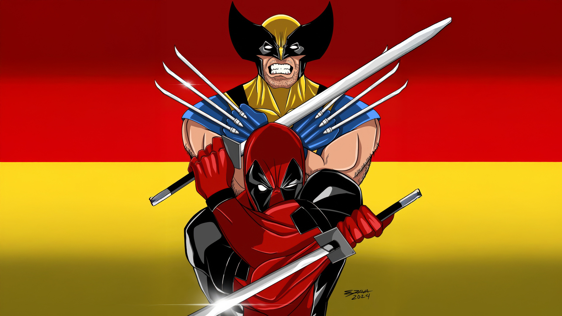 1920x1080 Deadpool X Wolverine Professional Side Laptop Full HD 1080P ...
