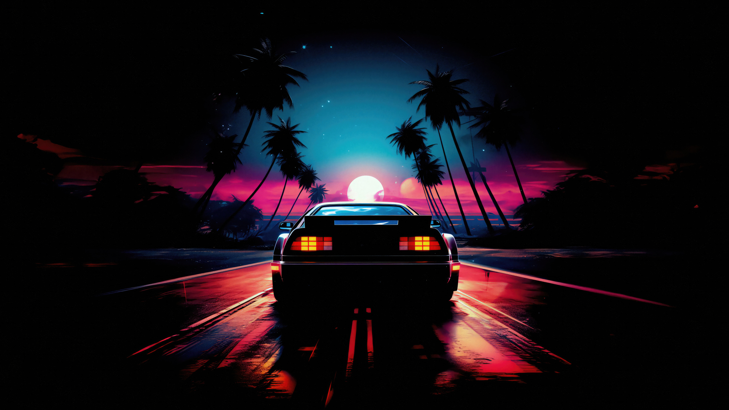 2560x1440 Delorean And Outrun Sunset 1440P Resolution ,HD 4k Wallpapers,Images,Backgrounds ...