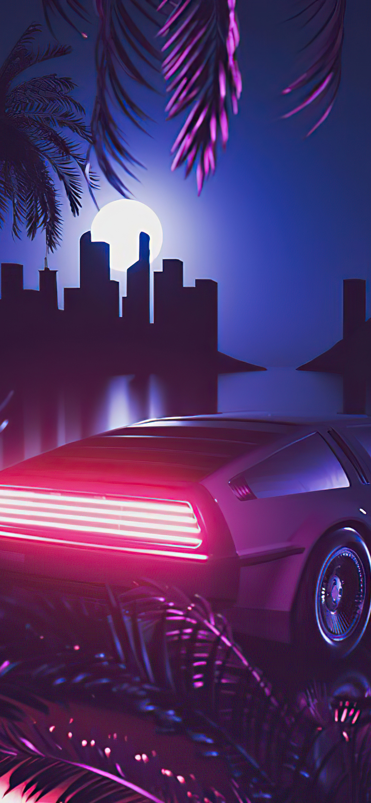1242x2688 Delorean Retrowave Miami Iphone XS MAX HD 4k Wallpapers ...
