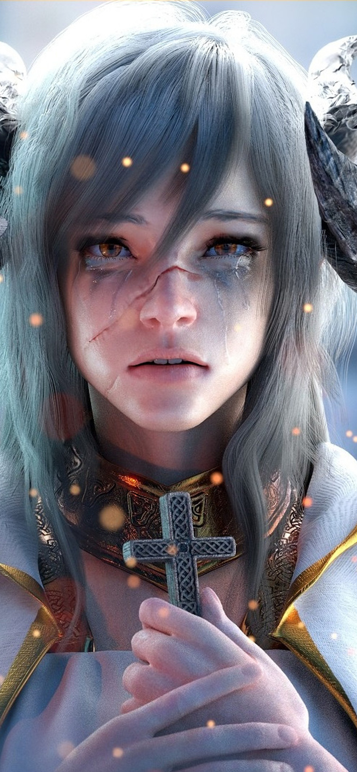 1242x2688 Demon Girl Orange Eyes Iphone Xs Max Hd 4k Wallpapers Images