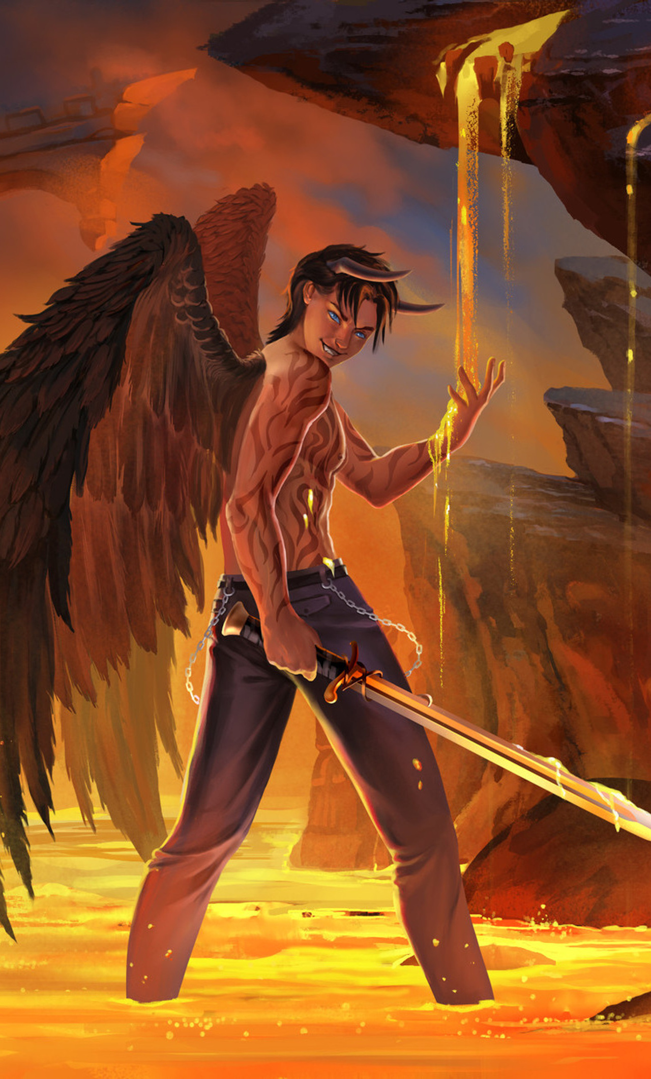 1280x2120 Devil With Wings Sword iPhone 6+ ,HD 4k Wallpapers,Images ...