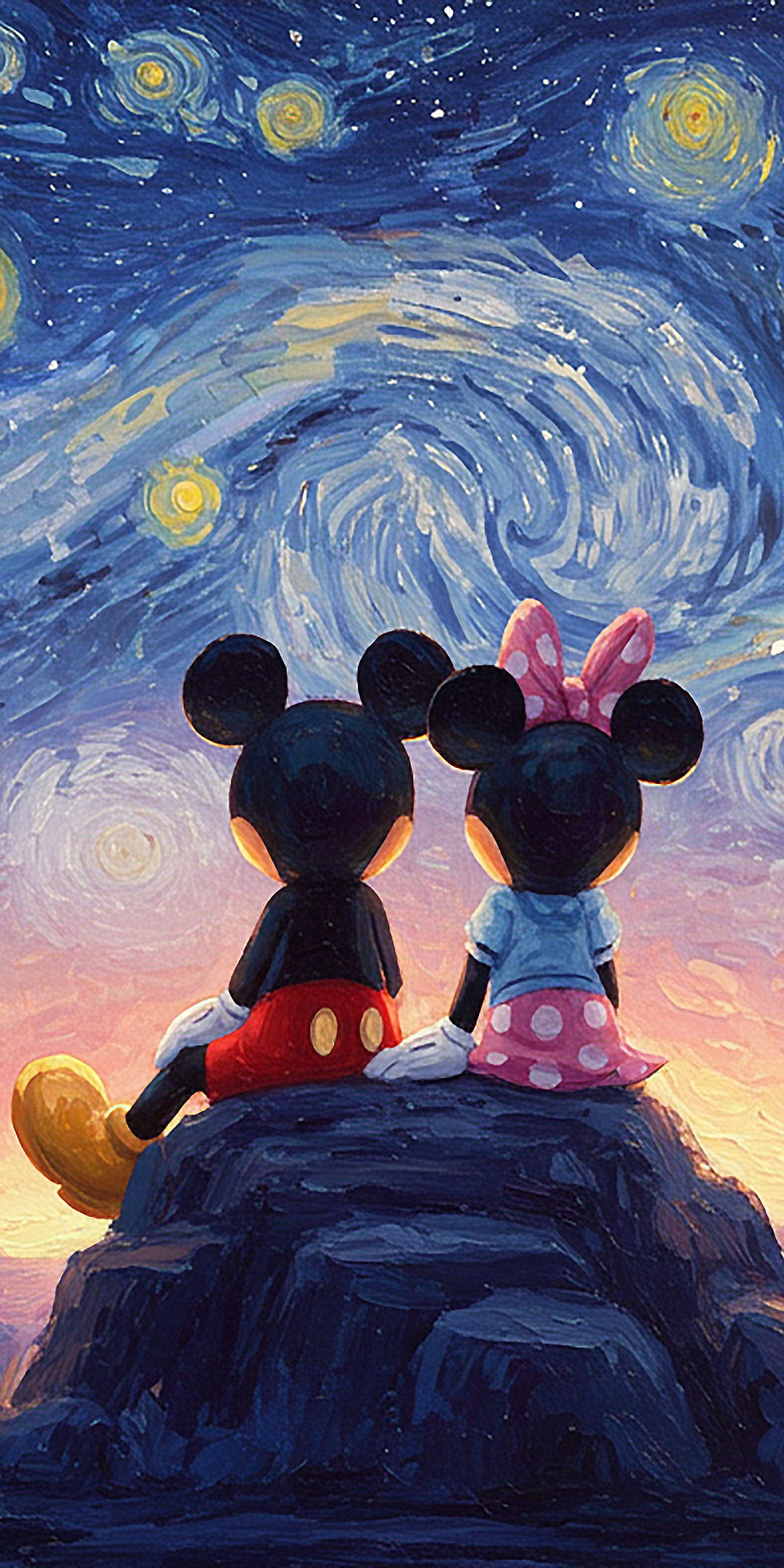 1080x2160 Disney Mickey And Minnie Starry Night One Plus 5T,Honor 7x ...