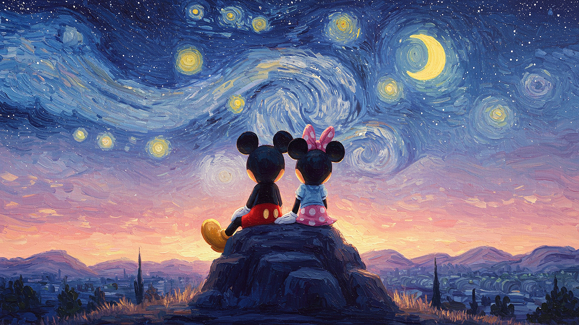 1920x1080 Disney Mickey And Minnie Starry Night Laptop Full HD 1080P ...