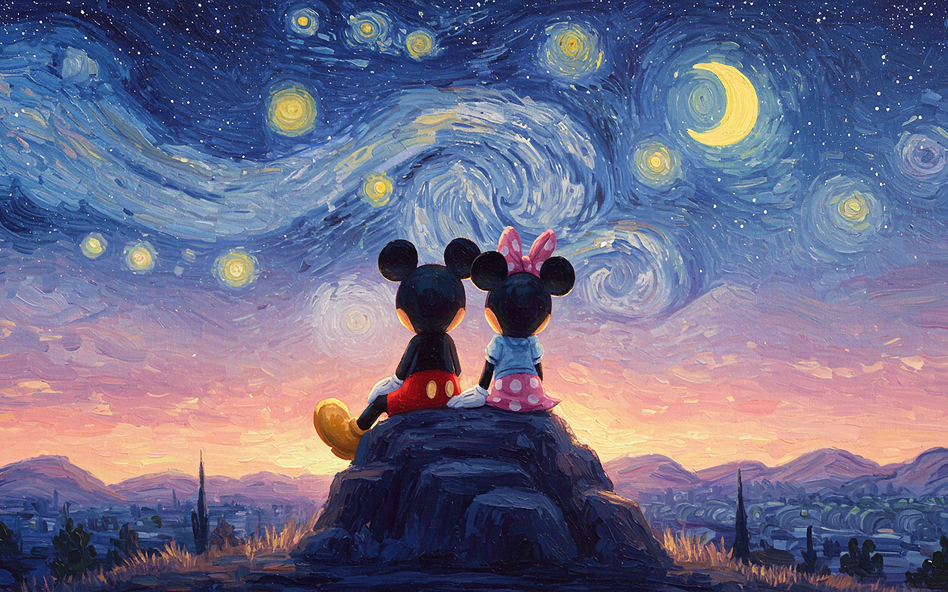 1920x1200 Disney Mickey And Minnie Starry Night 1080P Resolution ,HD 4k ...