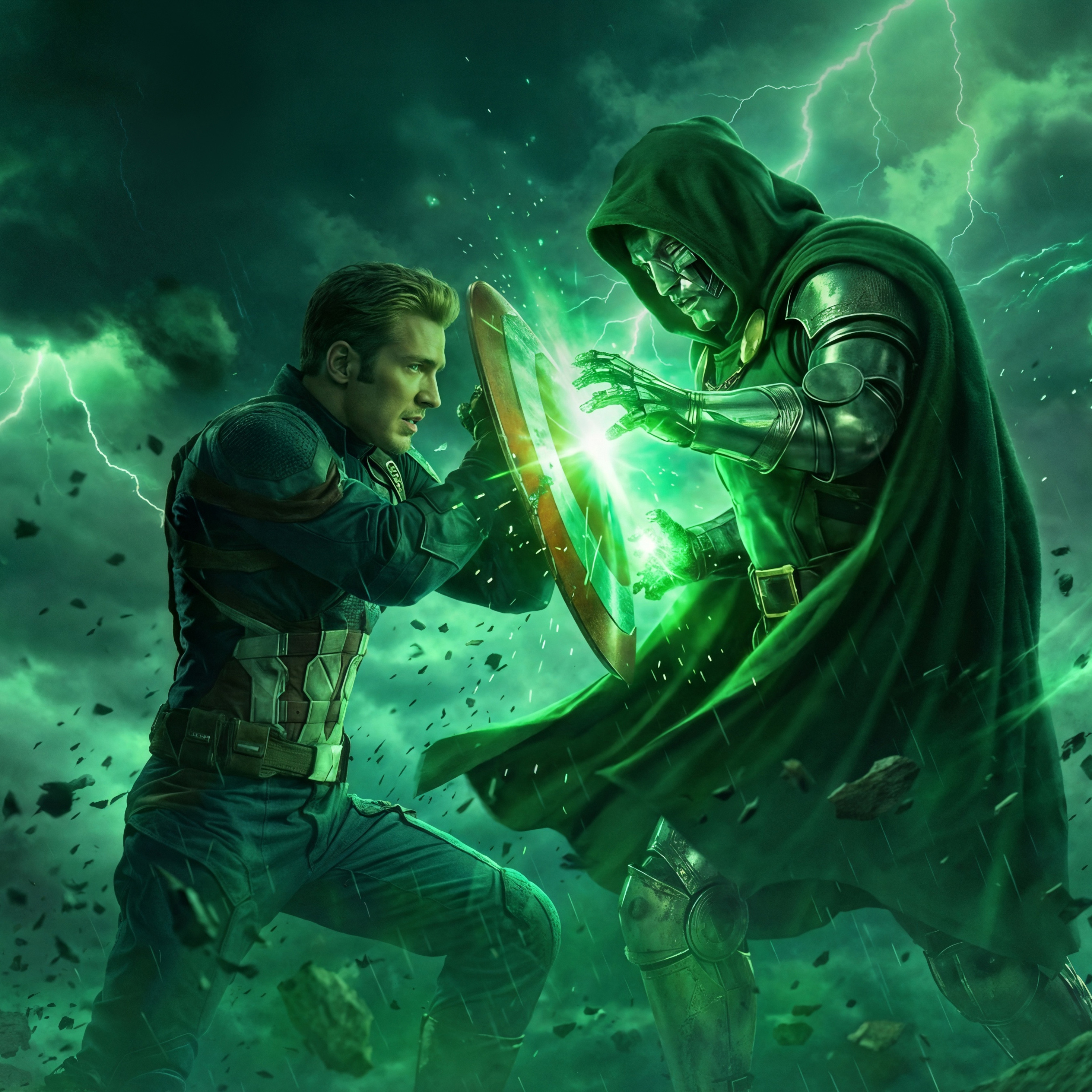 2932x2932 Doctor Doom Vs Captain America Avengers Doomsday 2026 Movie ...