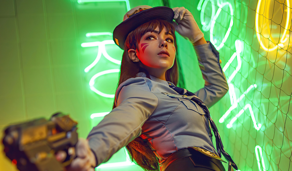 1024x600 Dva Overwatch Police Officer Cosplay 1024x600 Resolution Hd 4k Wallpapers Images