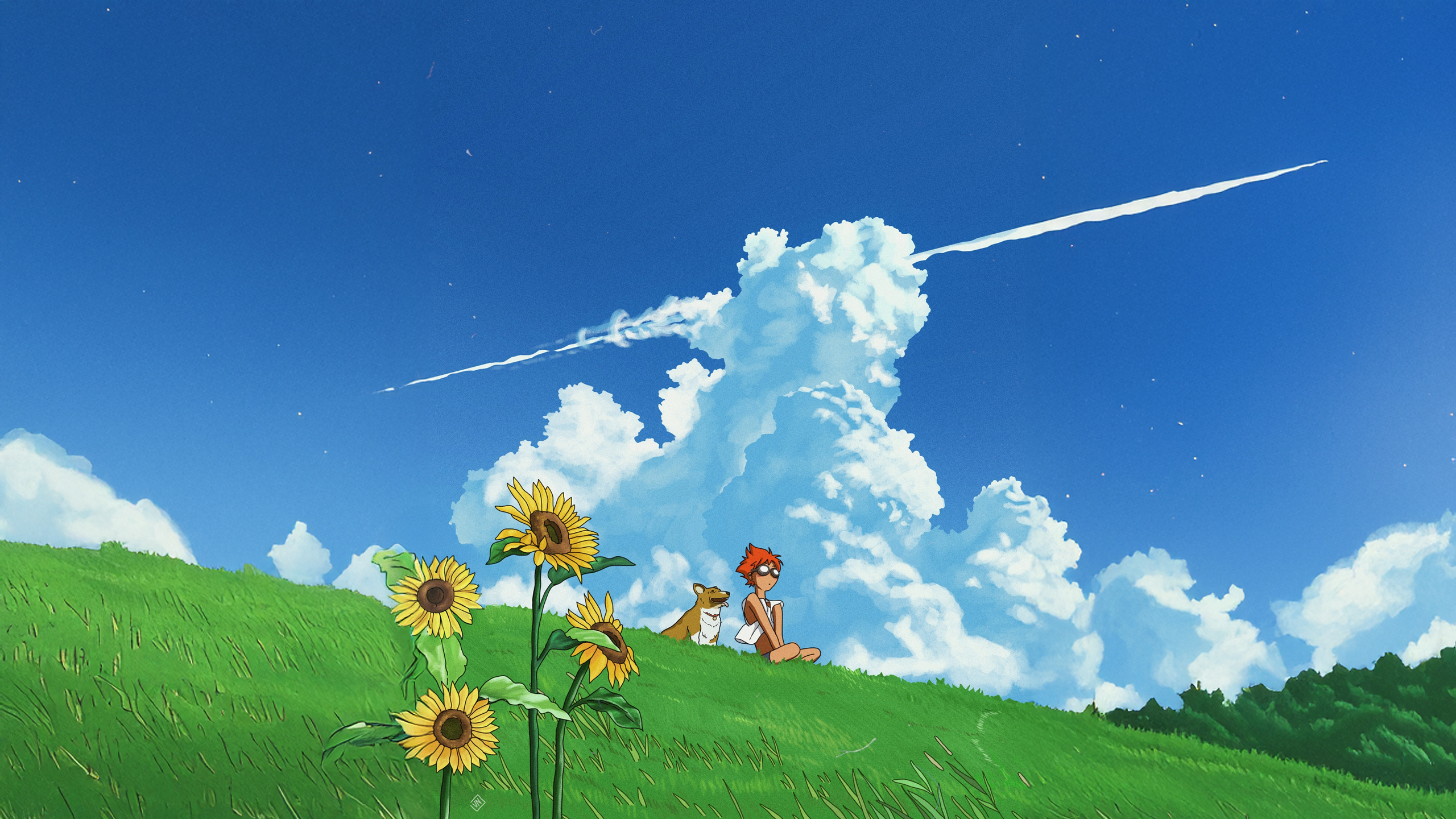 2560x1440 Ed And Ein In A Ghibli World 1440P Resolution ,HD 4k Wallpapers,Images,Backgrounds ...