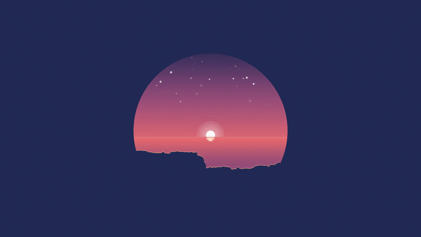 1366x768 Evening Ocean Scenery Minimalism Laptop HD ,HD 4k Wallpapers ...