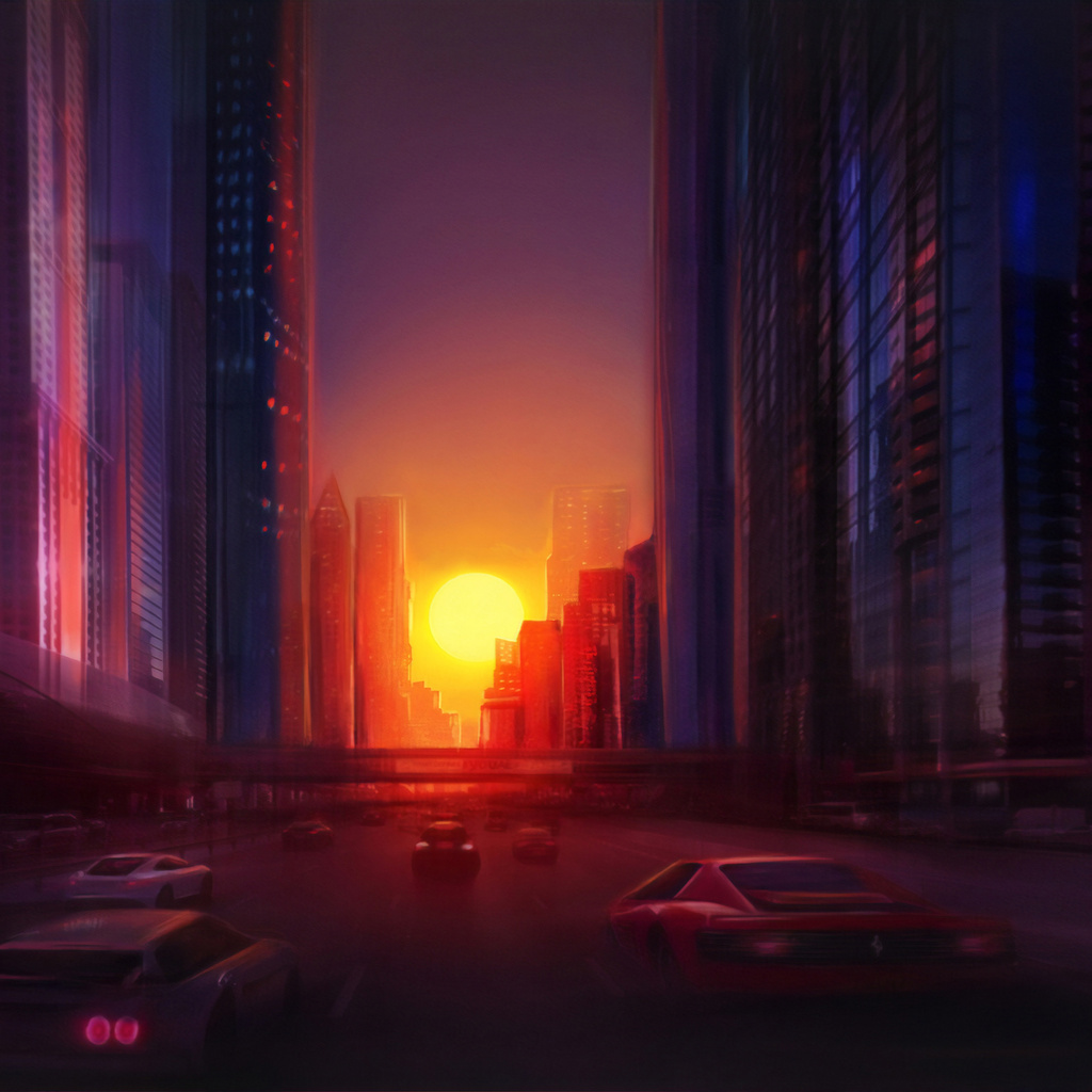 1024x1024 Evening View Of City Sunset 4k 1024x1024 Resolution HD 4k ...