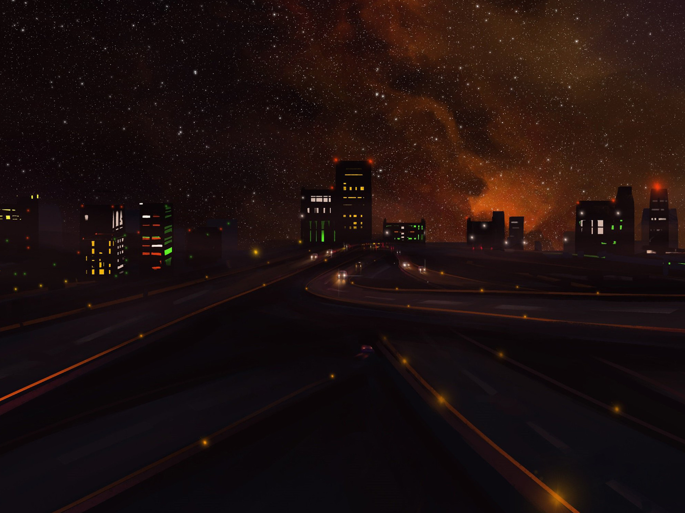 1400x1050 Expressway Night Digital Art Wallpaper,1400x1050 Resolution ...