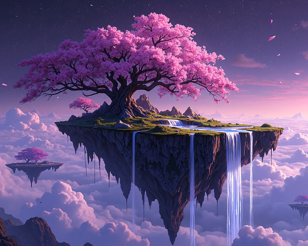 1280x1024 Floating Islands Cherry Blossom Trees Wallpaper,1280x1024 ...