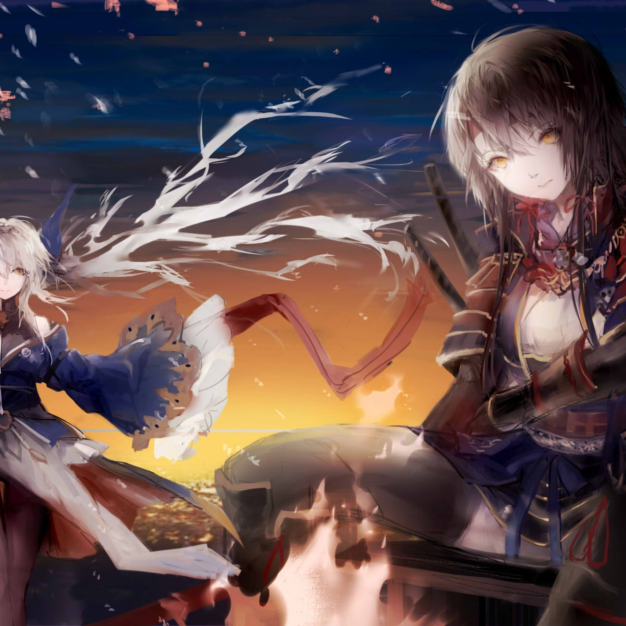 2048x2048 Forest Fires Anime Girls Ipad Air ,HD 4k Wallpapers,Images ...