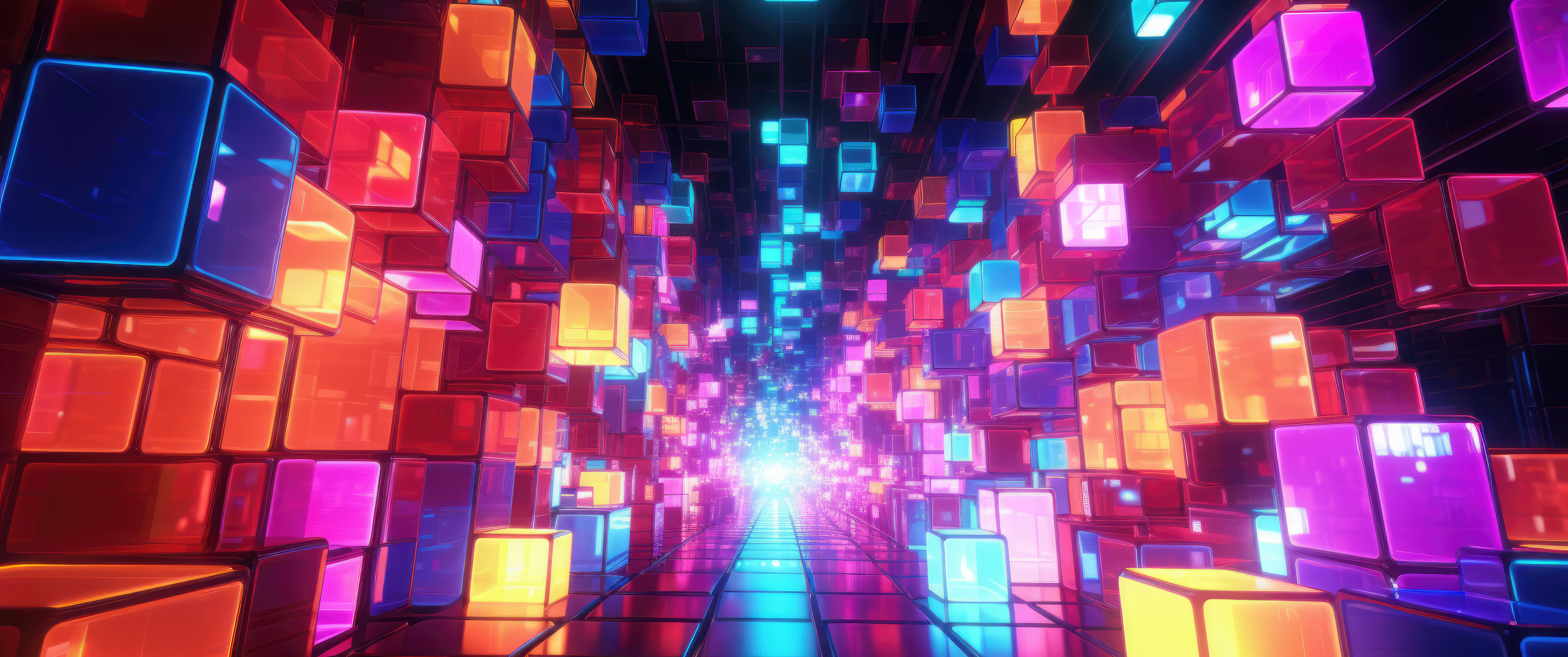 3440x1440 Futuristic Style Cubes Abstract 4k UltraWide Quad HD 1440P ...