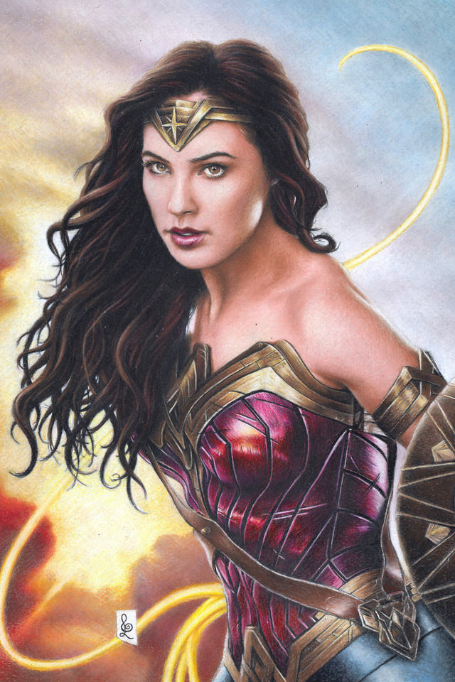 640x960 Gal Gadot Wonder Woman Colored Pencil Art 4k iPhone 4, iPhone ...