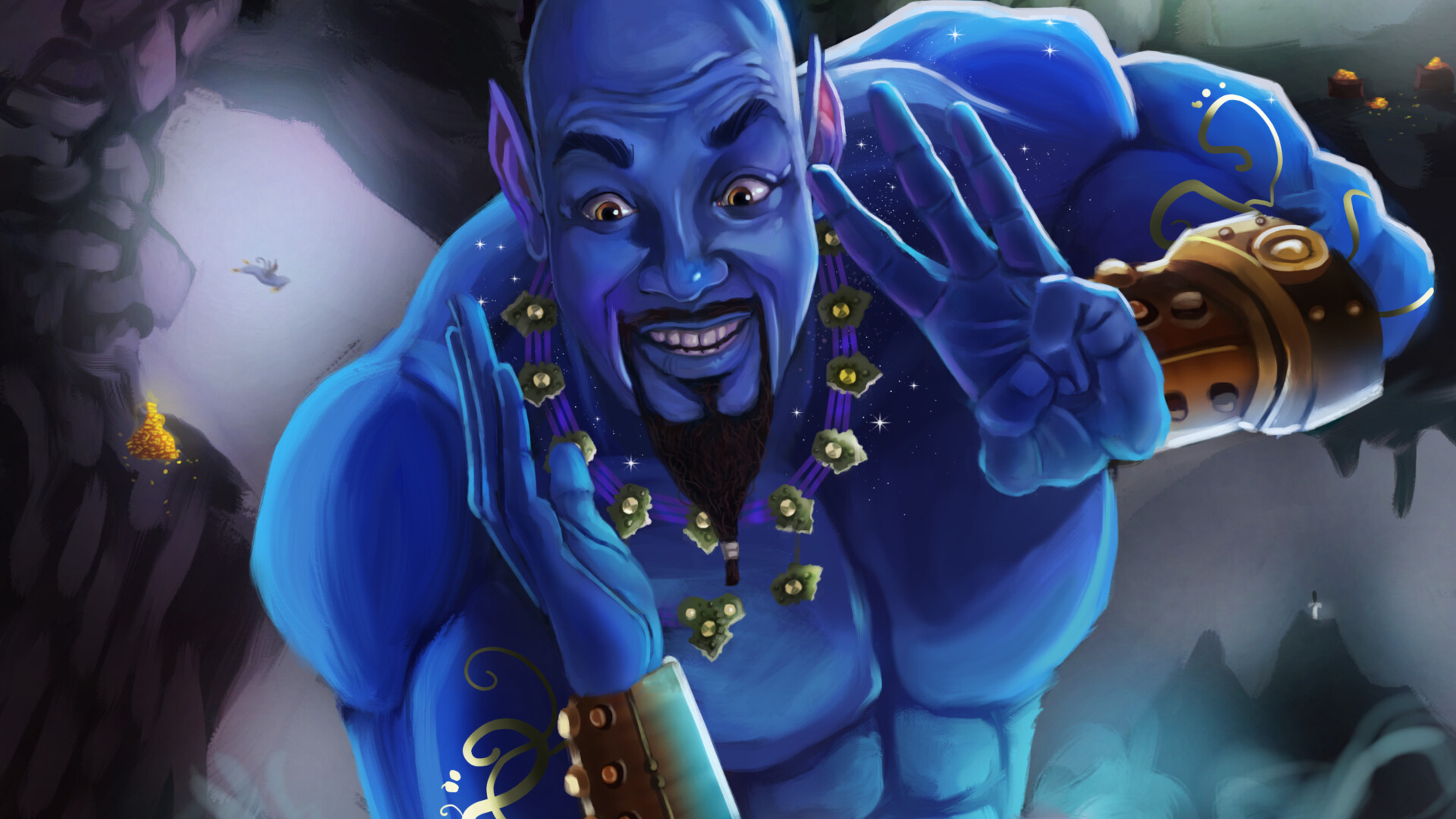 3840x2160 Genie In Aladdin Artwork 4K ,HD 4k Wallpapers,Images ...