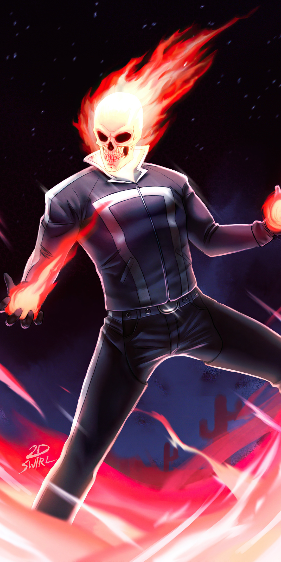 1080x2160 Ghost Rider On Fire One Plus 5T,Honor 7x,Honor view 10,Lg Q6 ...