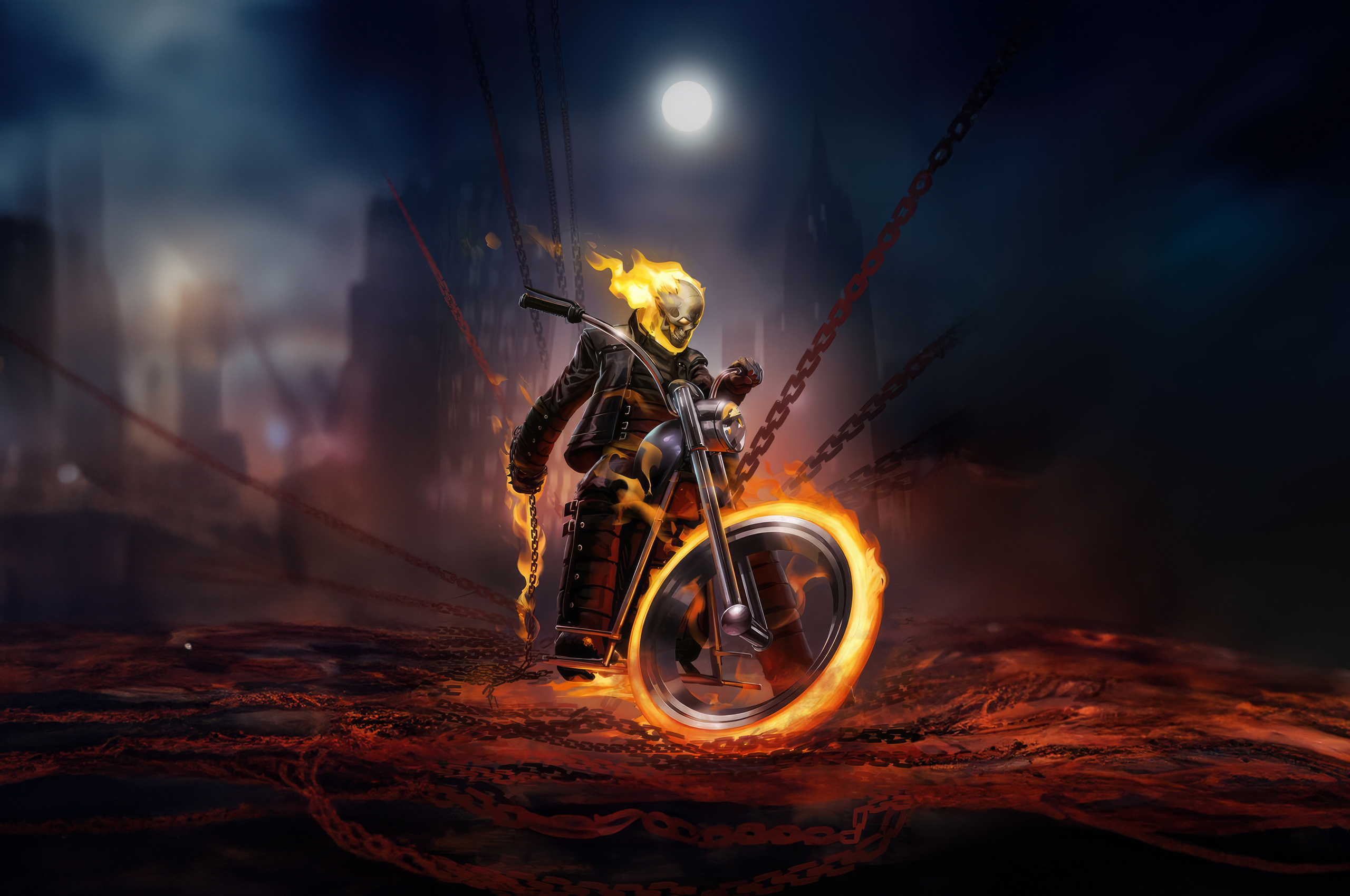 2560x1700 Ghost Rider Riding The Flames Chromebook Pixel ,HD 4k ...