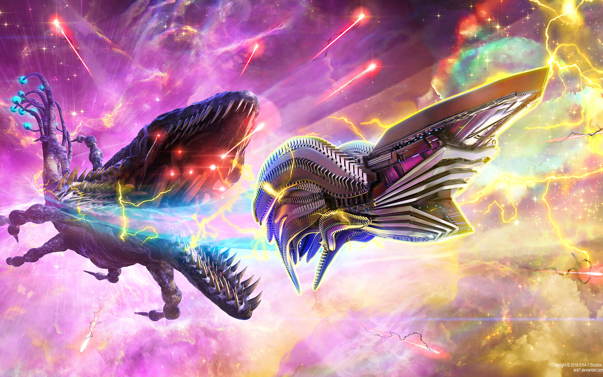 1920x1200 Gigantic Monster Chasing Futuristic Ship 1080P Resolution ,HD ...